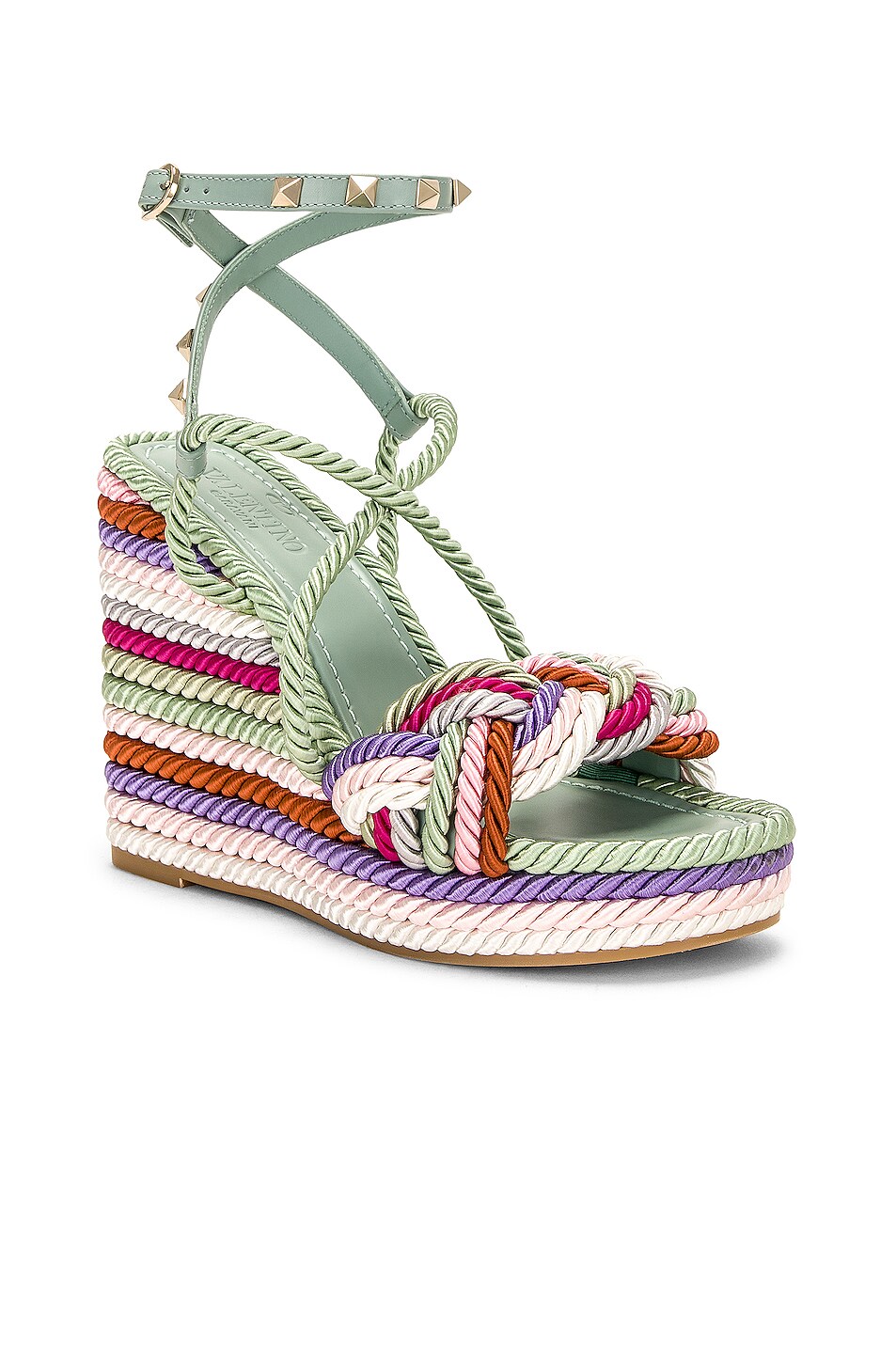 Valentino Garavani Espadrille Wedge Sandal in Morning Dew & Multicolor ...