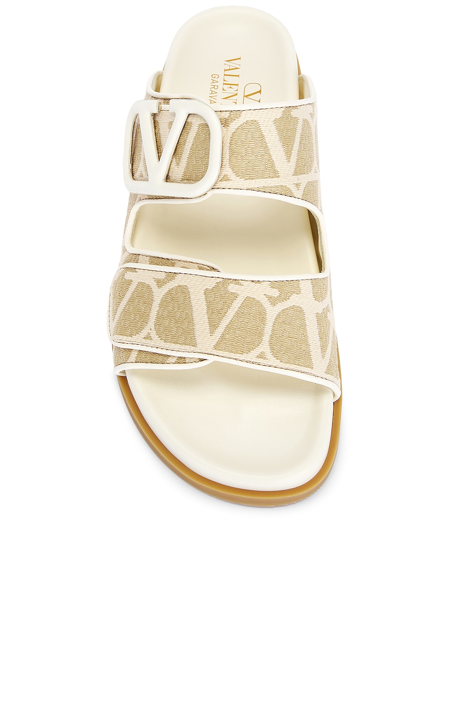 Valentino Garavani V Logo Signature Slide in Naturale & Ivory | FWRD