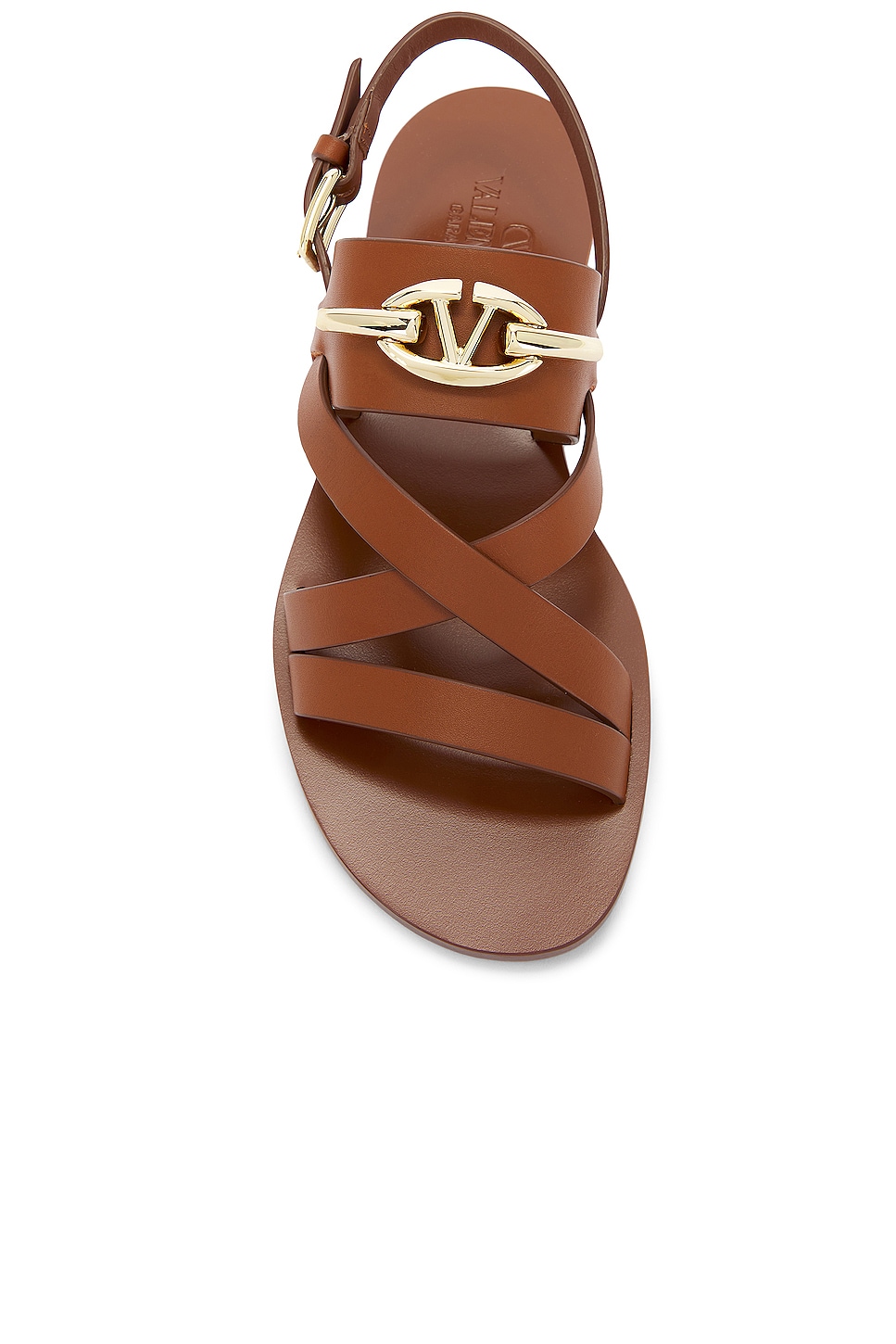 Valentino Garavani V Logo Gate Sandal in Tan Brown | FWRD