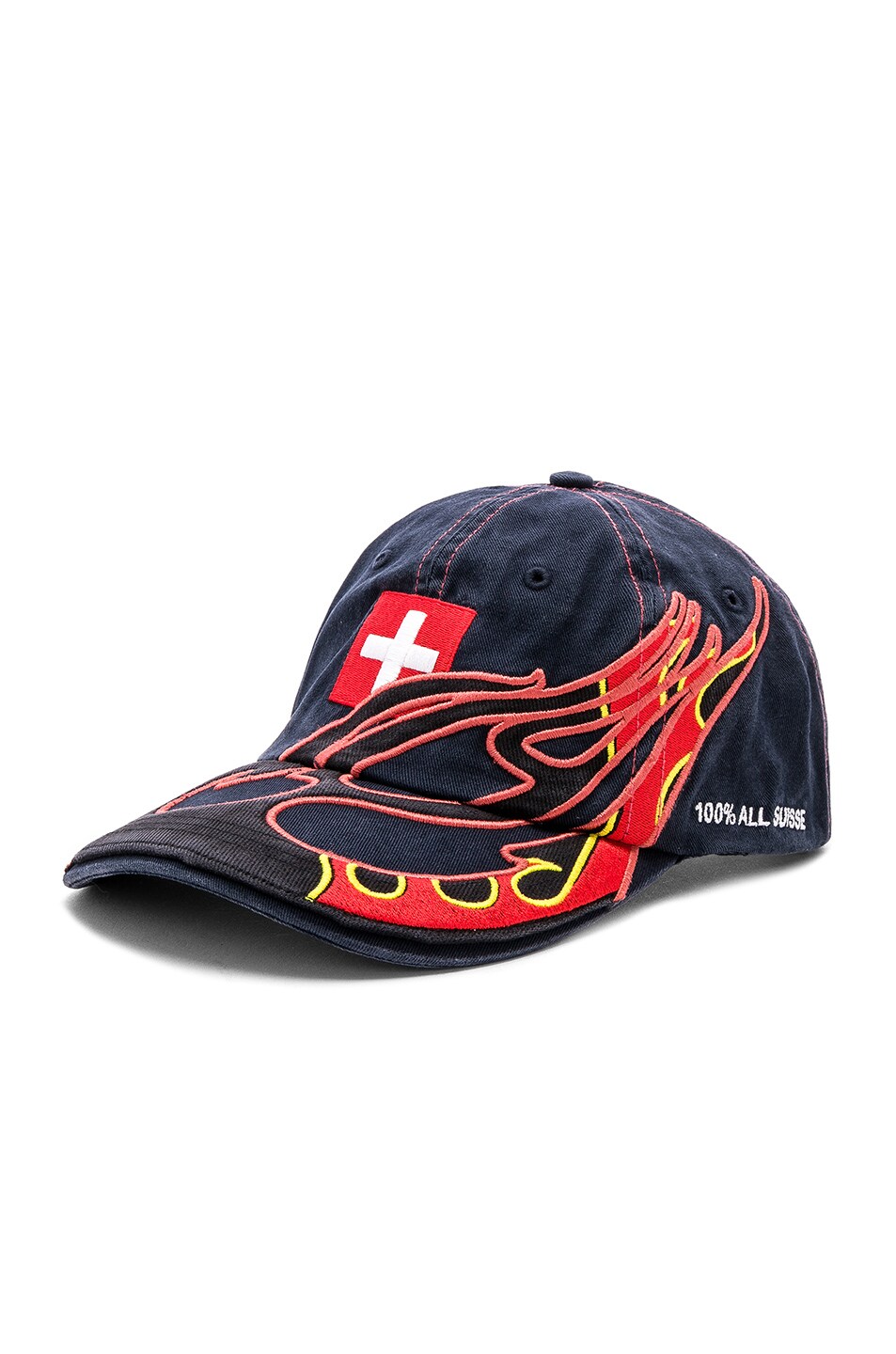 VETEMENTS Cut Up Cap in Navy Switzerland | FWRD