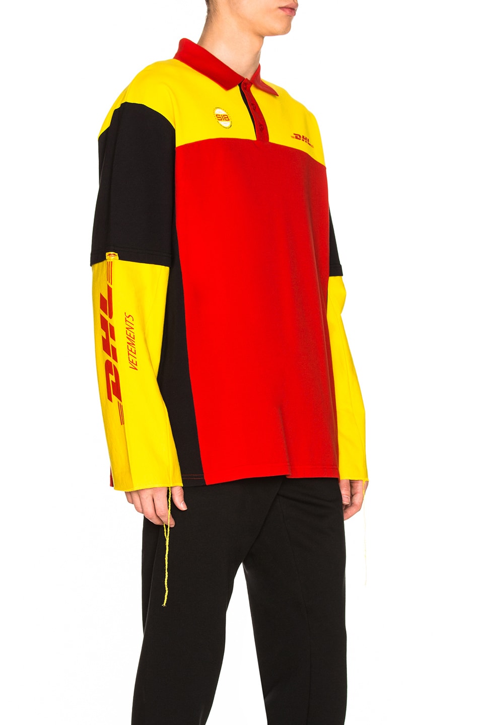 VETEMENTS DHL Long Sleeve Polo in Yellow | FWRD