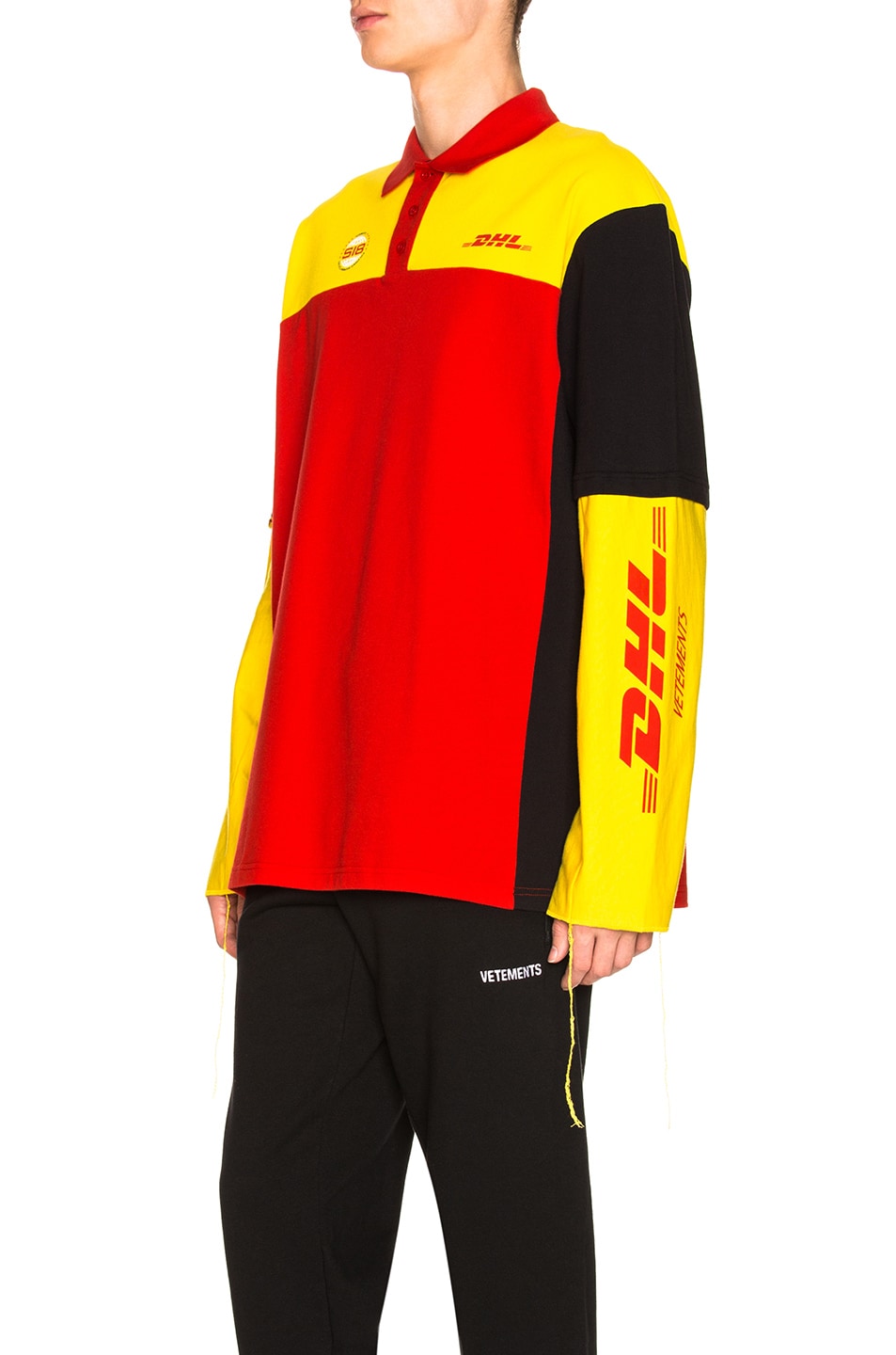 VETEMENTS DHL Long Sleeve Polo in Yellow | FWRD