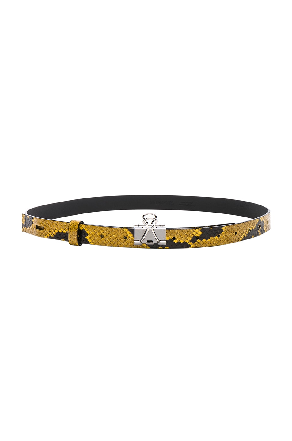 VETEMENTS Thin Python Paper Clip Belt in Yellow | FWRD