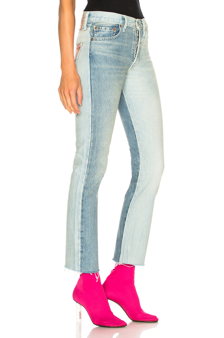 VETEMENTS x Levis Two Tone Cropped Jeans in Blue | FWRD