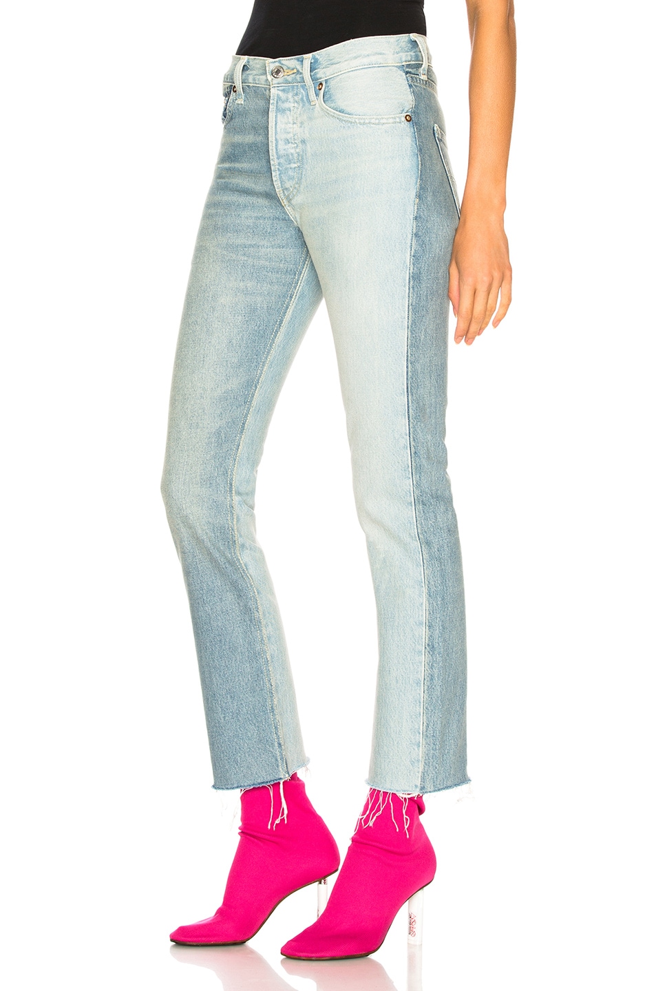 VETEMENTS x Levis Two Tone Cropped Jeans in Blue | FWRD