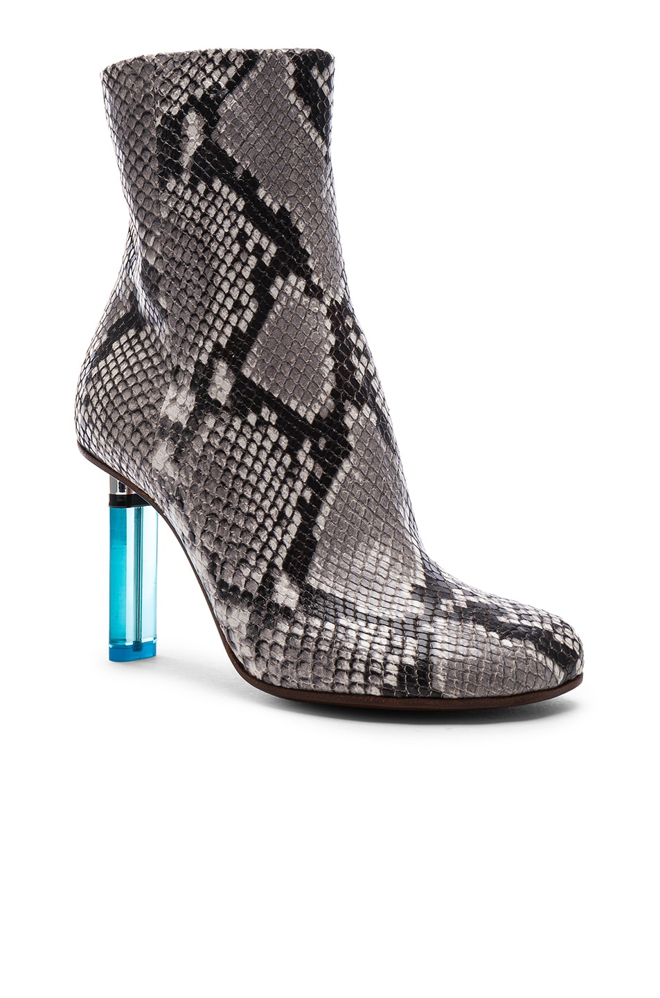 VETEMENTS Python Embossed Ankle Toe Boots in Python & Light Blue | FWRD