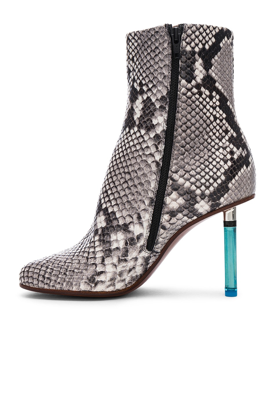 VETEMENTS Python Embossed Ankle Toe Boots in Python & Light Blue | FWRD