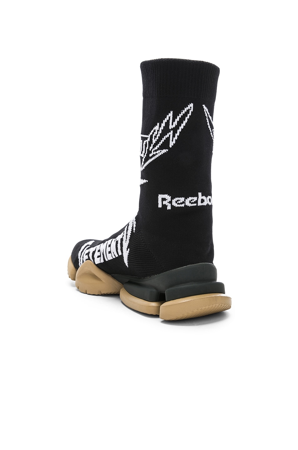 VETEMENTS x Reebok Metal Sock Boots in Black & White | FWRD