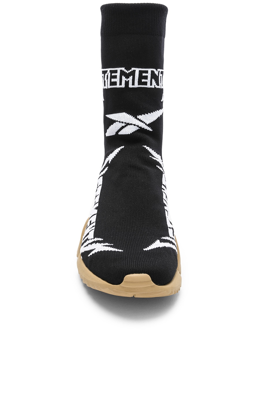 VETEMENTS x Reebok Metal Sock Boots in Black & White | FWRD