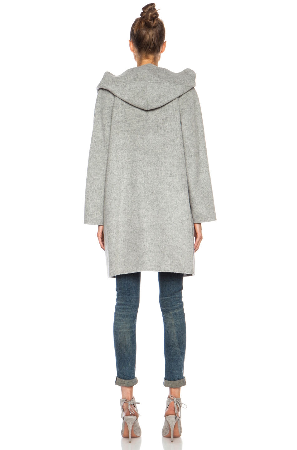 Vince Hooded Wool-Blend Coat in Heather Metal | FWRD