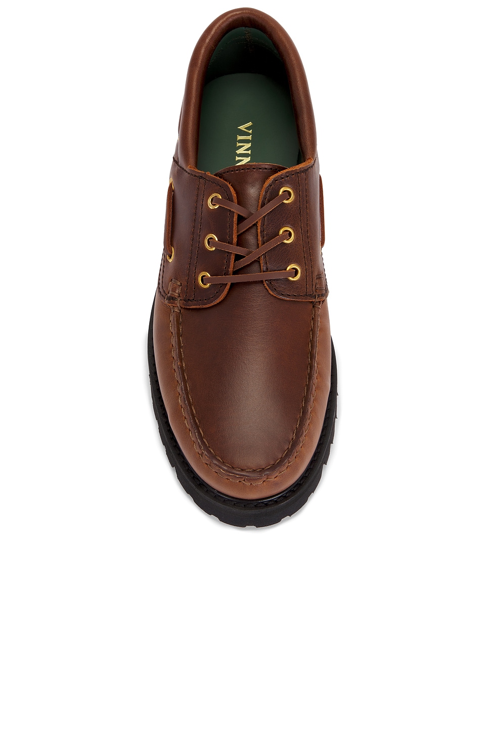 Vinny's Aztec Boat Shoe in Dark Brown Leather | FWRD