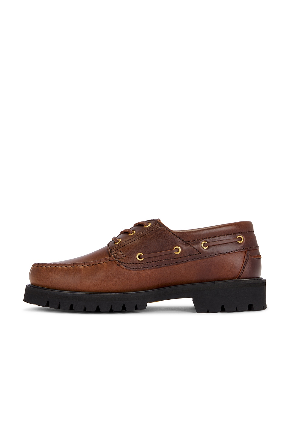 Vinny's Aztec Boat Shoe in Dark Brown Leather | FWRD