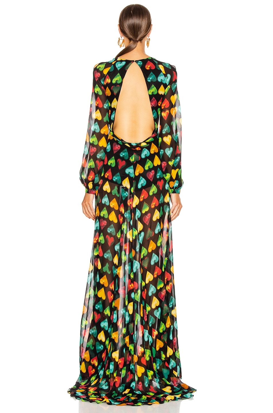 VERSACE Heart Long Evening Gown in Black Multicolor | FWRD