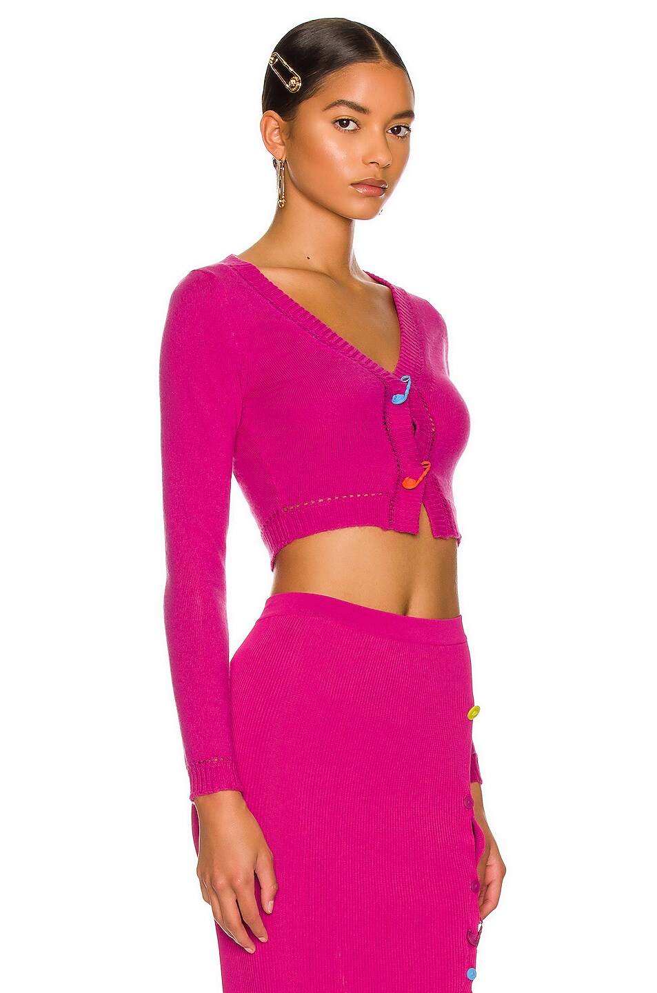 VERSACE Safety Pin Sweater in Cerise | FWRD