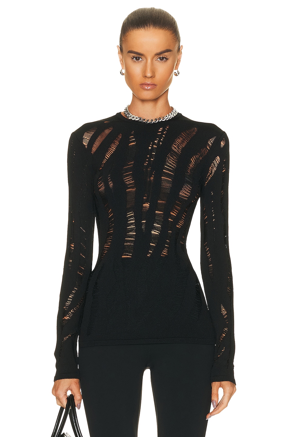 VERSACE Knit Sweater in Black | FWRD