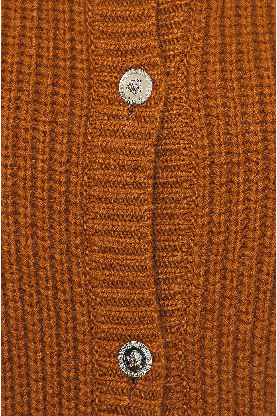 VERSACE Long Sleeve Cardigan in Caramel | FWRD