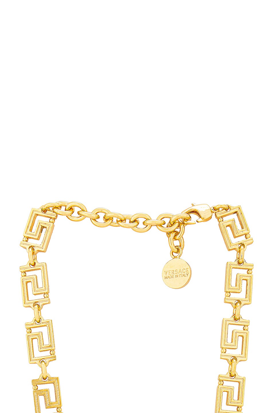 VERSACE Logo Necklace in Oro | FWRD