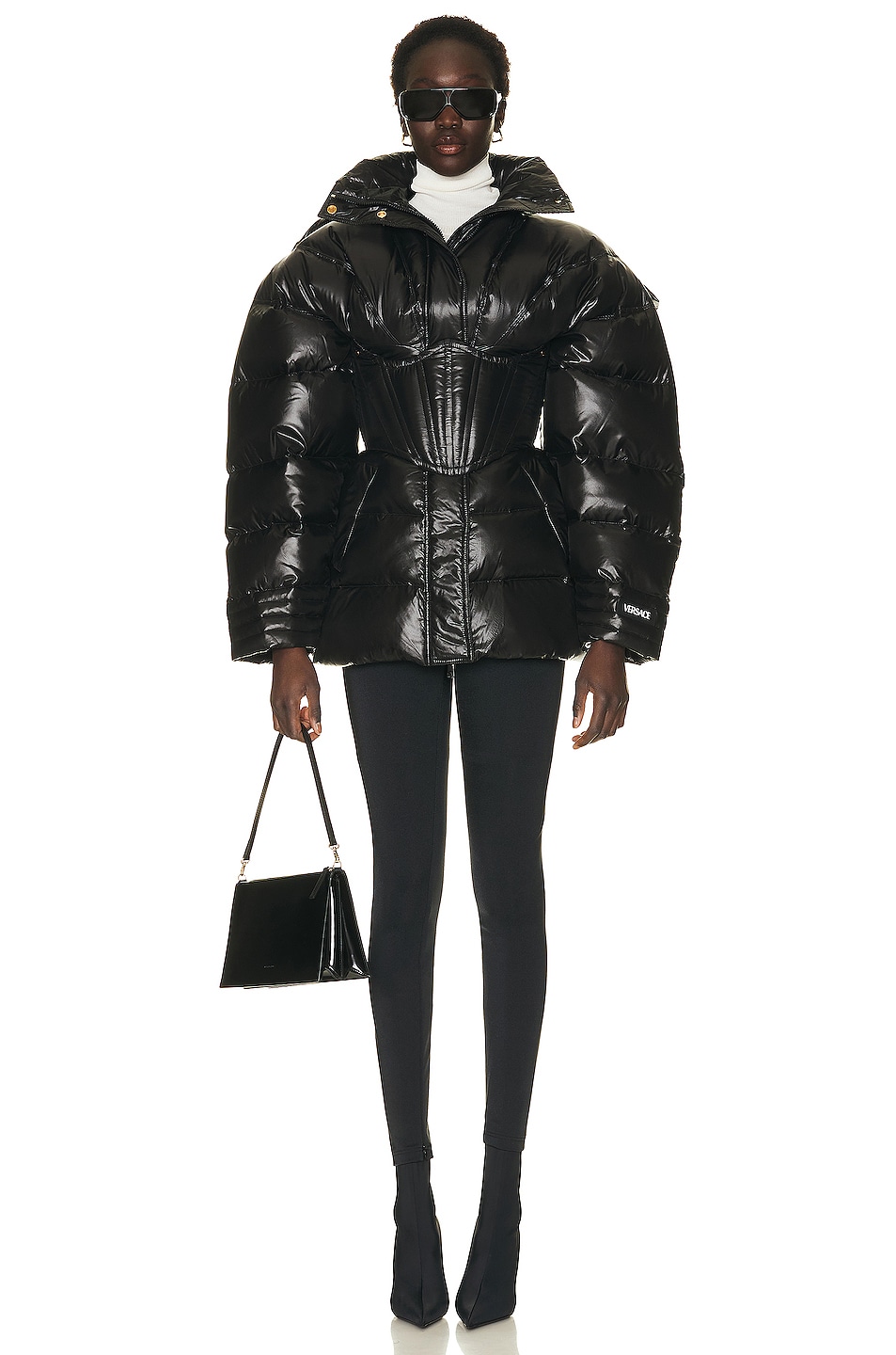 VERSACE Bustier Puffer Jacket in Nero | FWRD