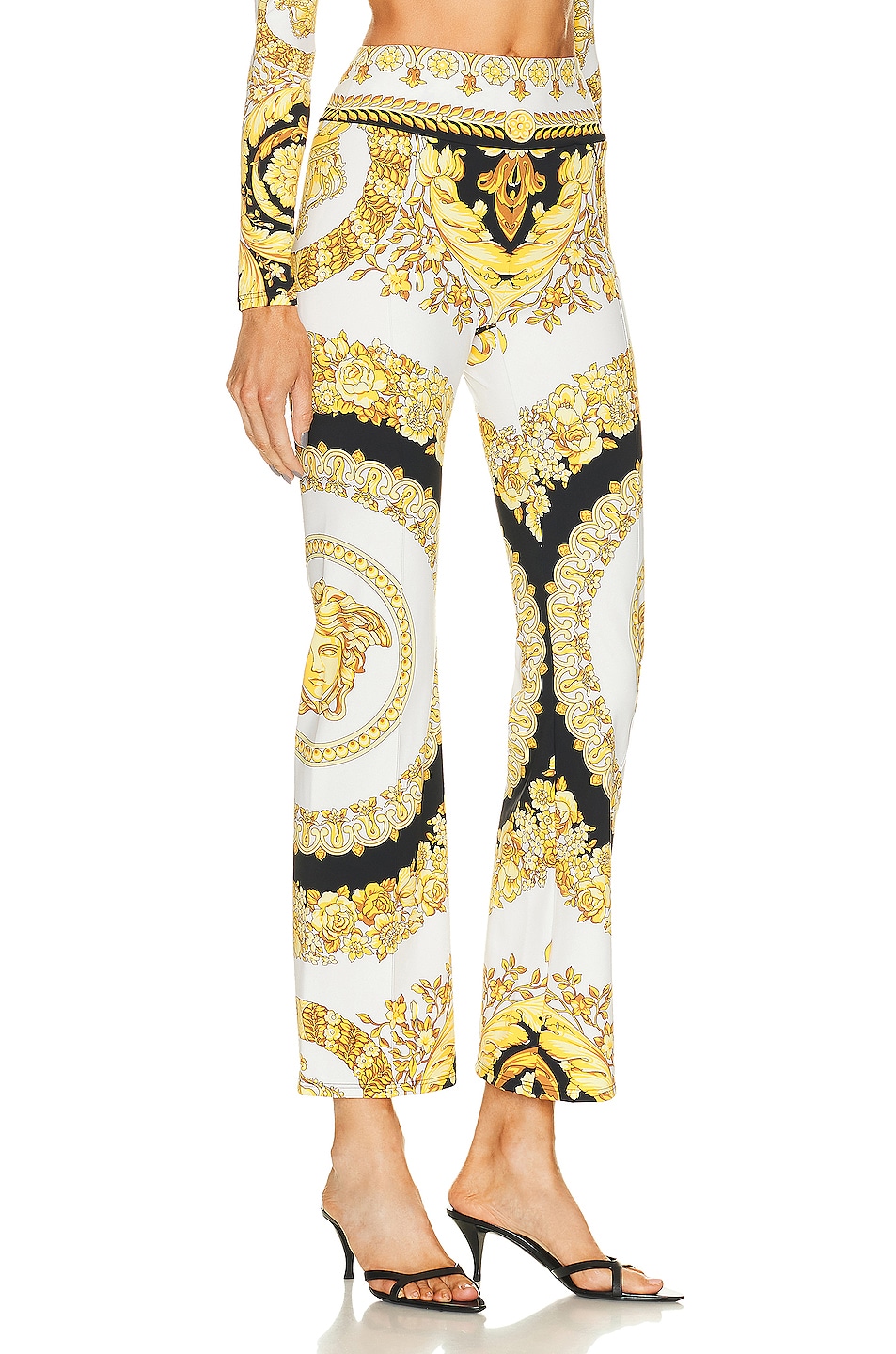 VERSACE Tessuto Pants in Bianco, Oro, & Nero | FWRD