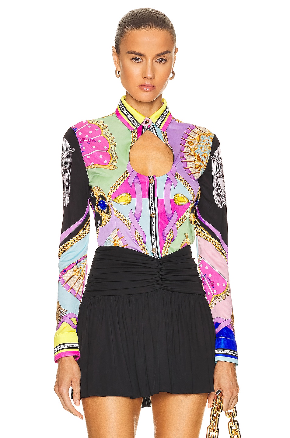 VERSACE Ventagli Long Sleeve Shirt in Multicolor | FWRD
