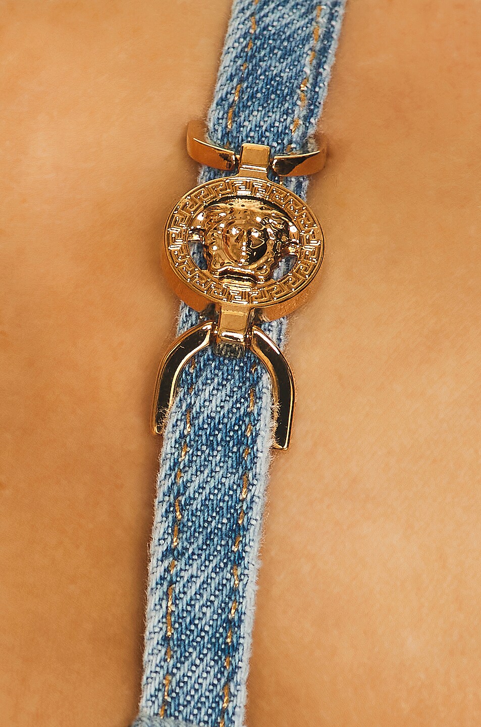 VERSACE Bustier Top in Blu & Nero | FWRD