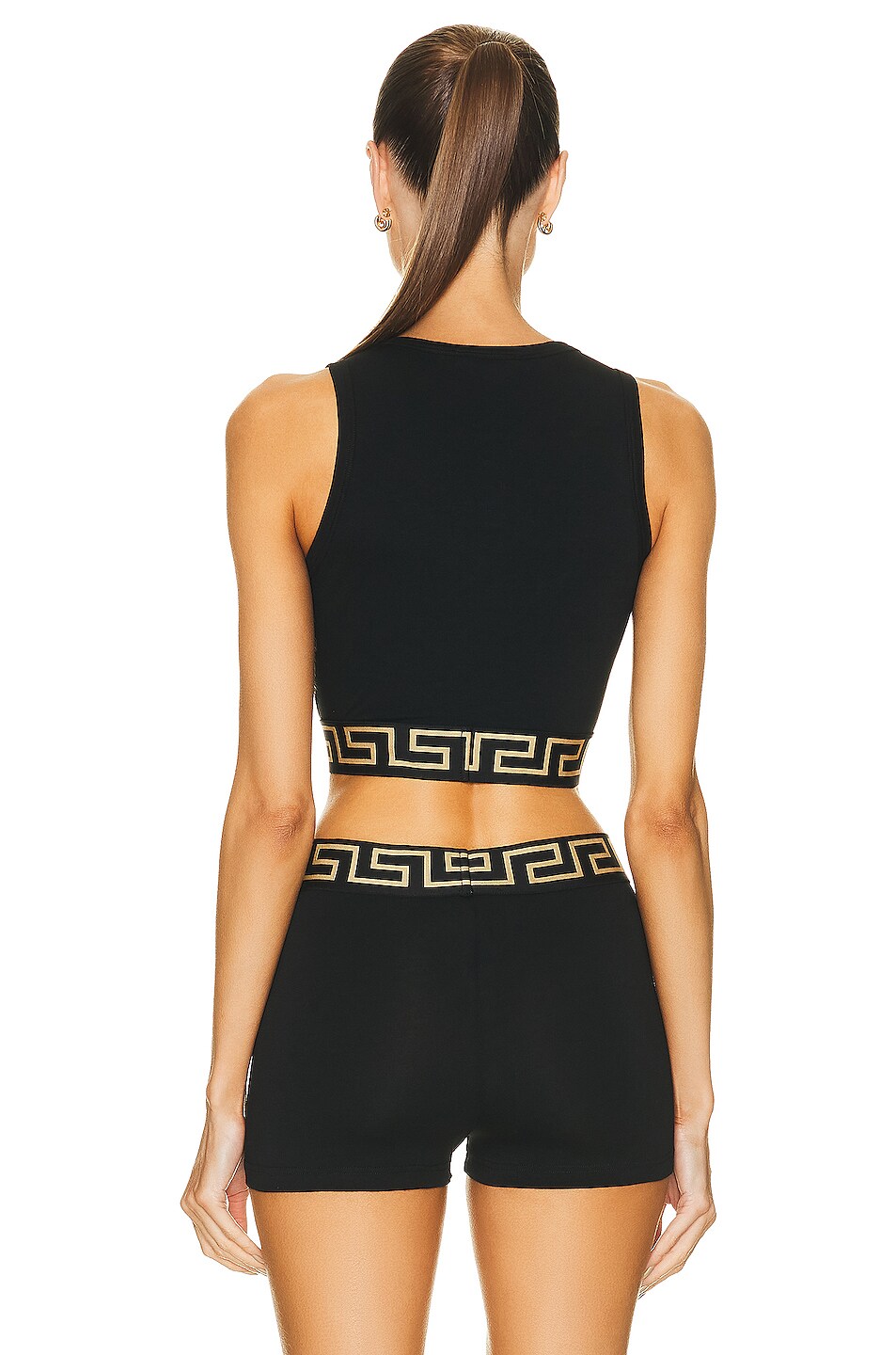 VERSACE Greca Border Bralette Top in Nero | FWRD