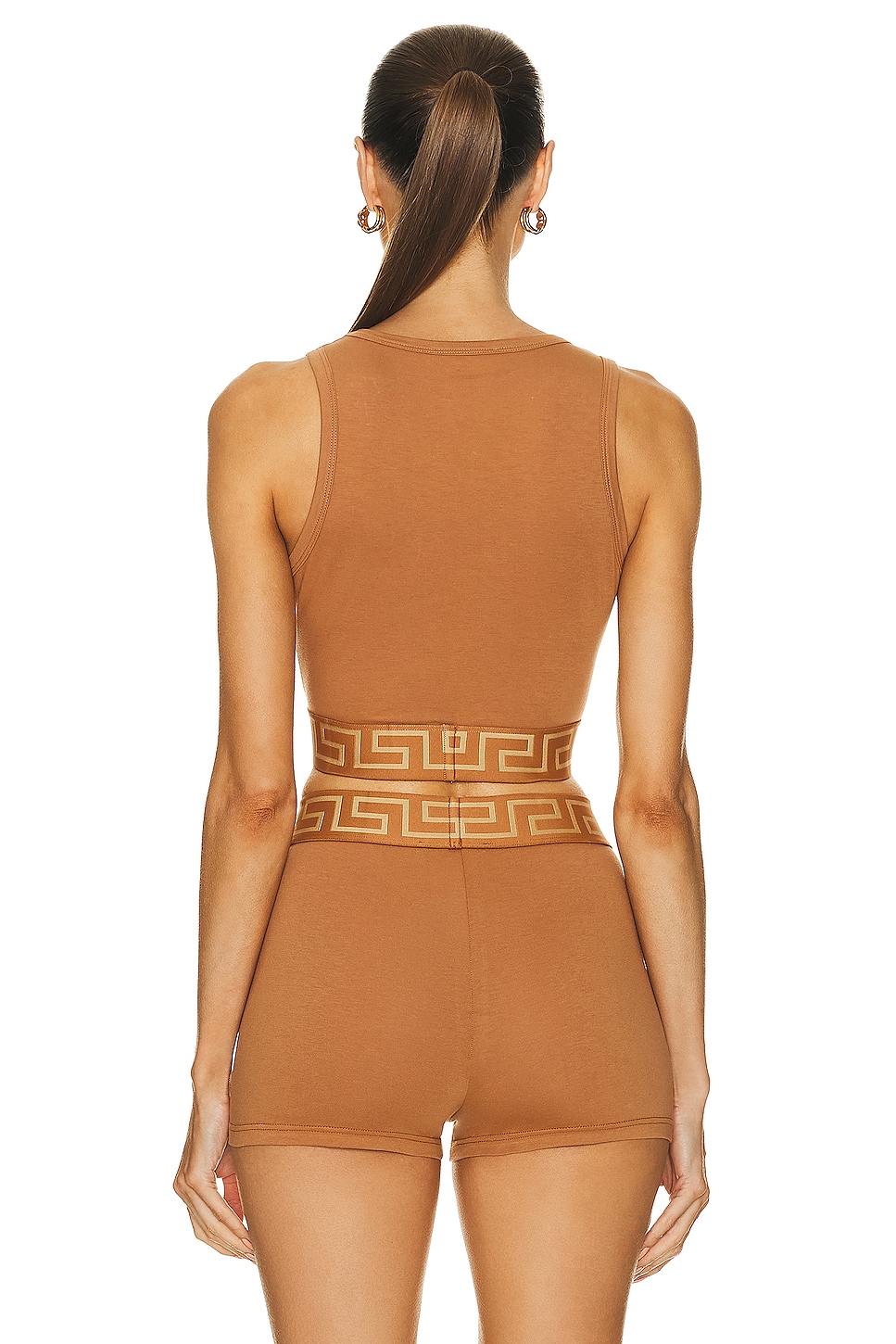 VERSACE Greca Border Tank Top in Caramel | FWRD