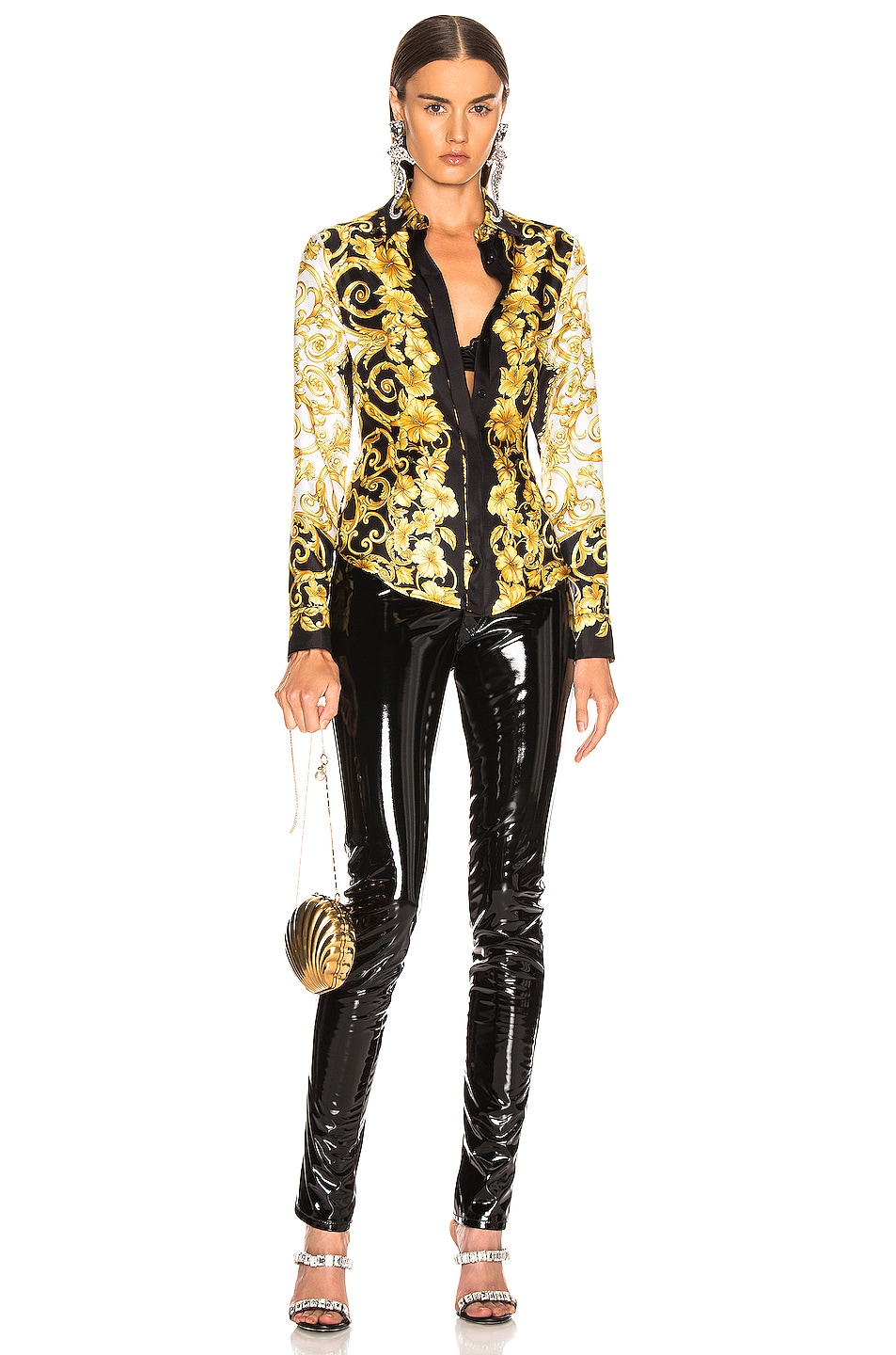 VERSACE Print Shirt in Black & Stampa | FWRD