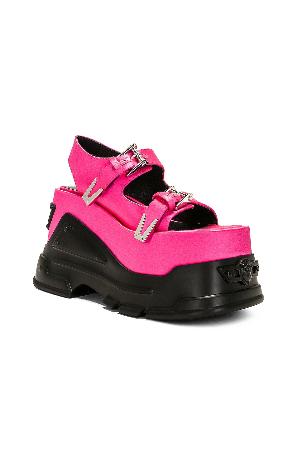 VERSACE Medusa Anthem Sandal in Tropical Pink & Palladium | FWRD