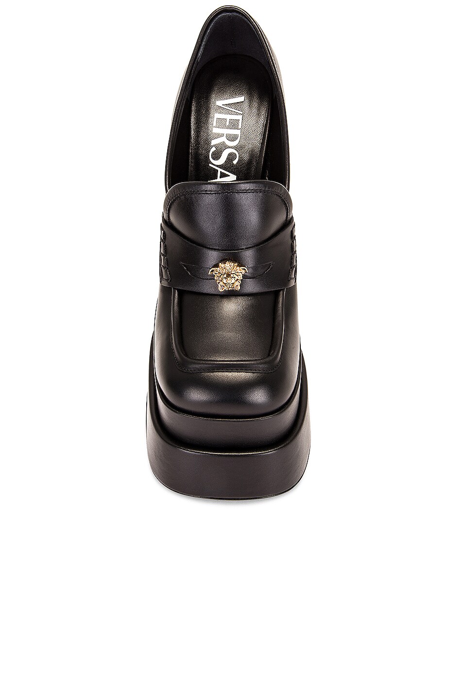 VERSACE Mary Jane Platforms in Nero & Oro | FWRD