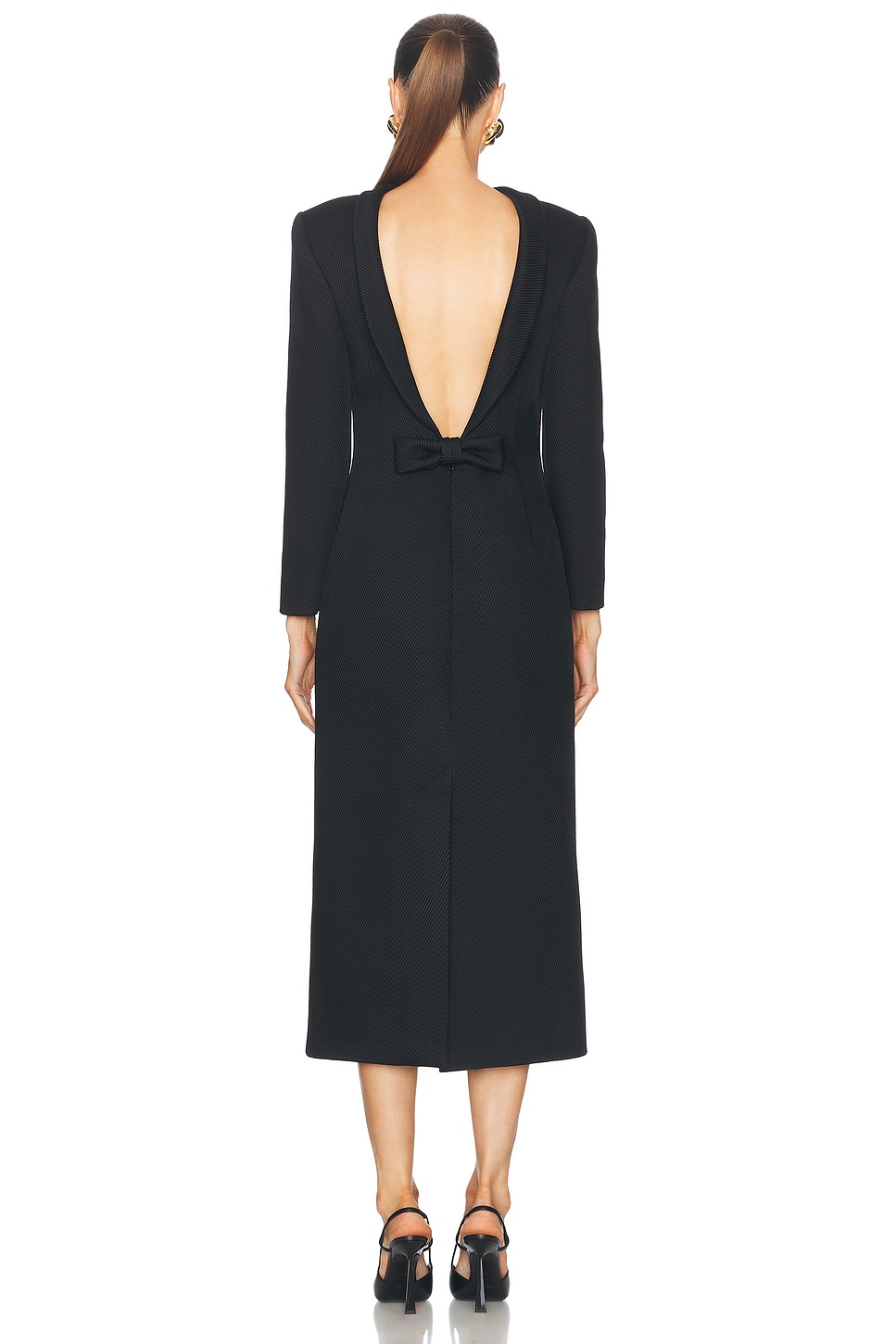 Valentino Structured Diagonal Dress in Nero | FWRD