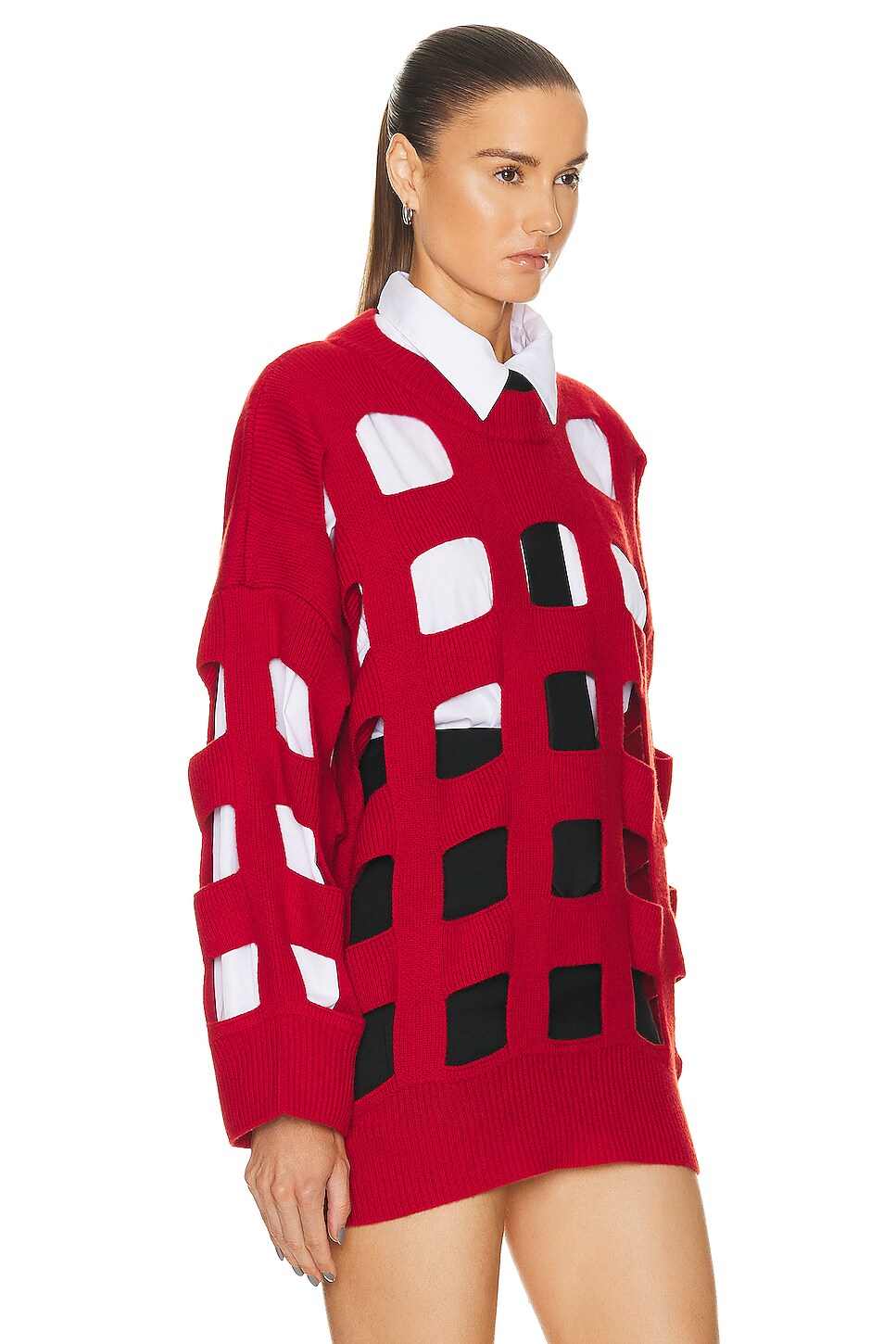 Valentino Cut Out Sweater in Rosso | FWRD