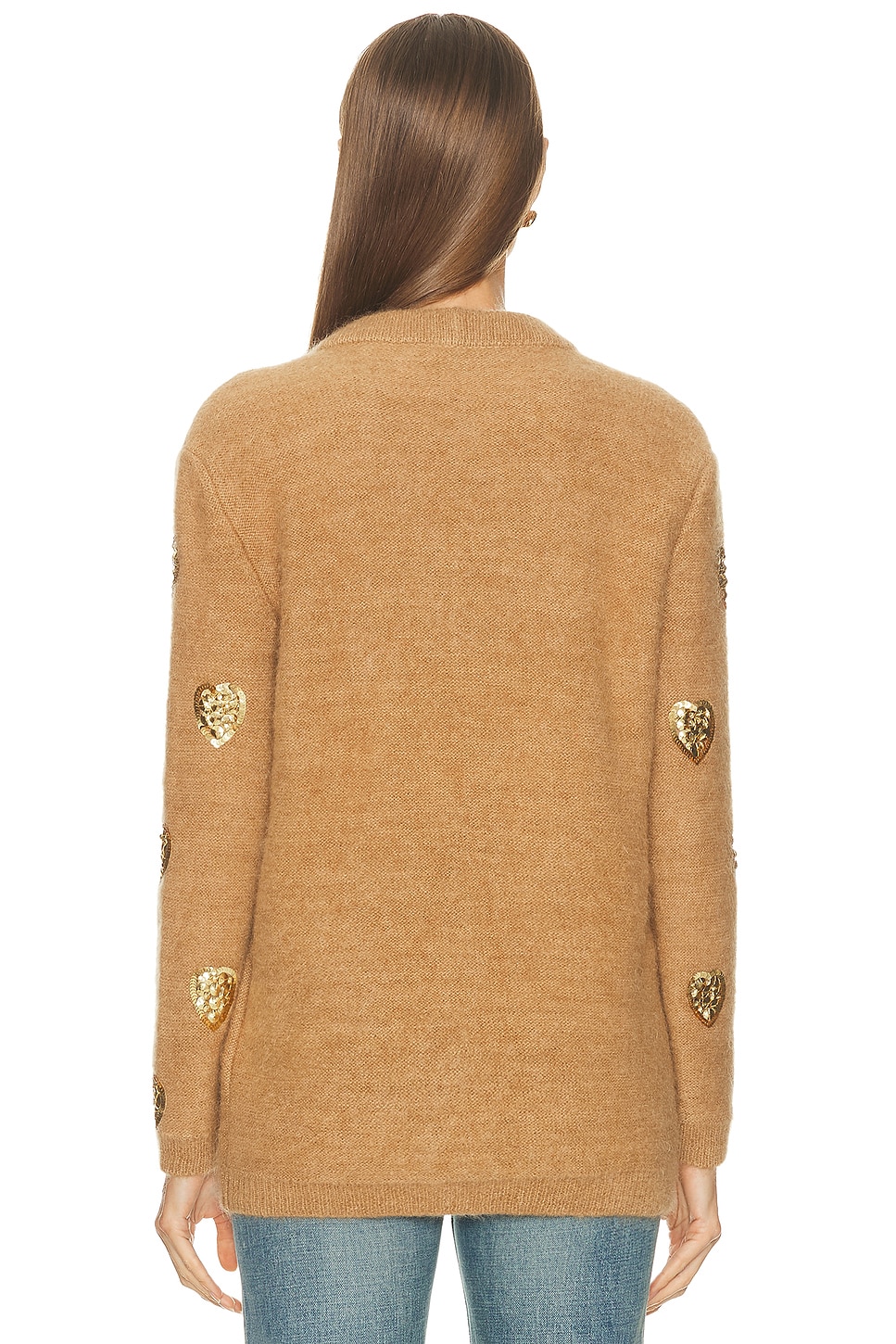 Valentino Embroidered Cardigan in Camello & Gold | FWRD