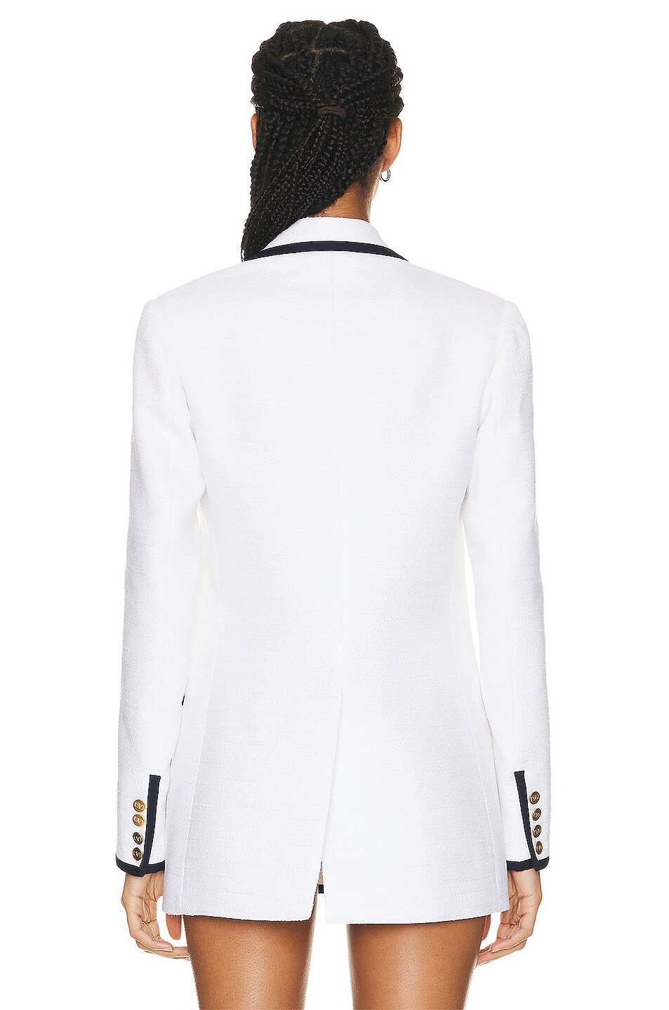 Valentino Crips Tweed Blazer in Avorio & Navy | FWRD