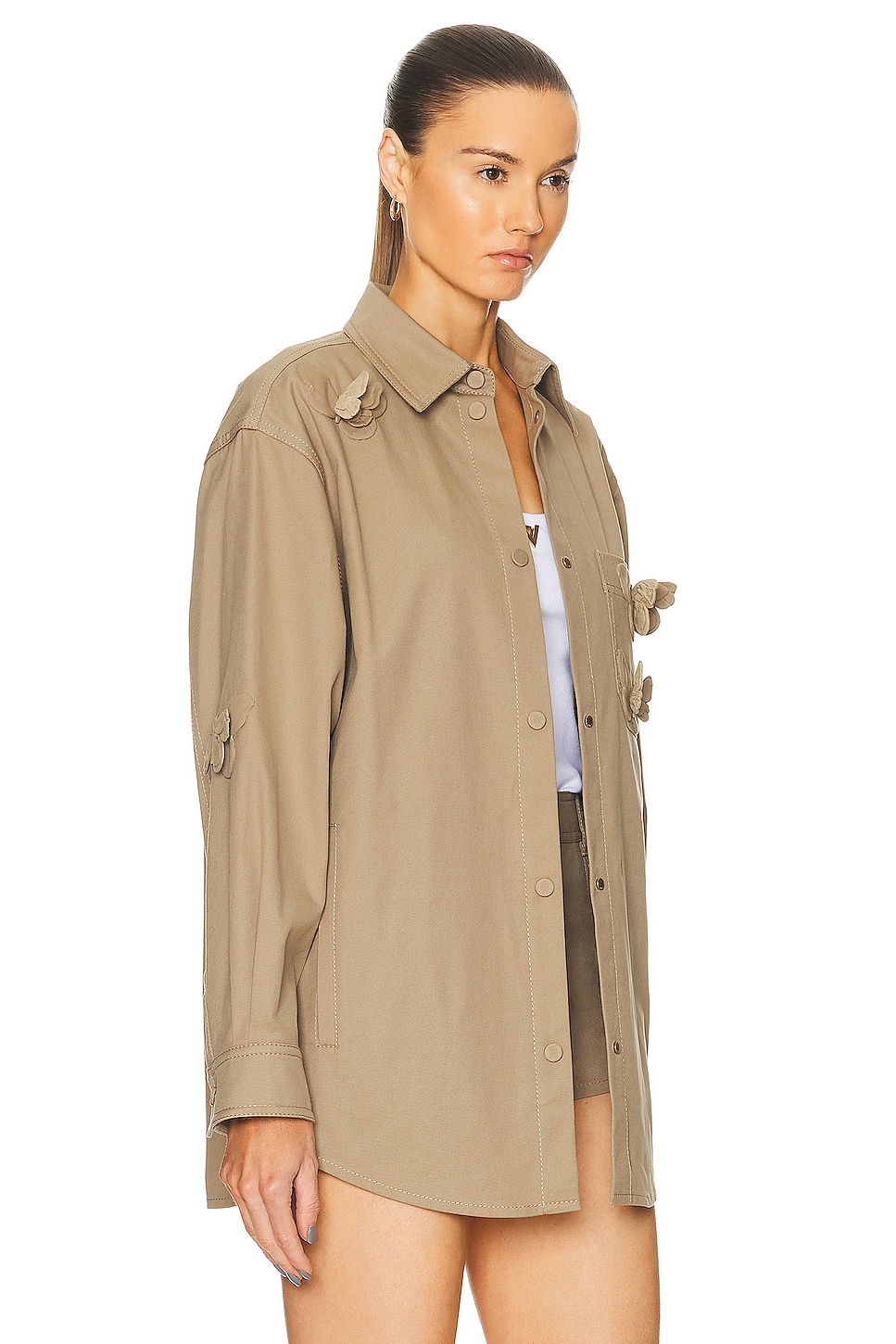 Valentino Embroidered Shacket in Beige | FWRD