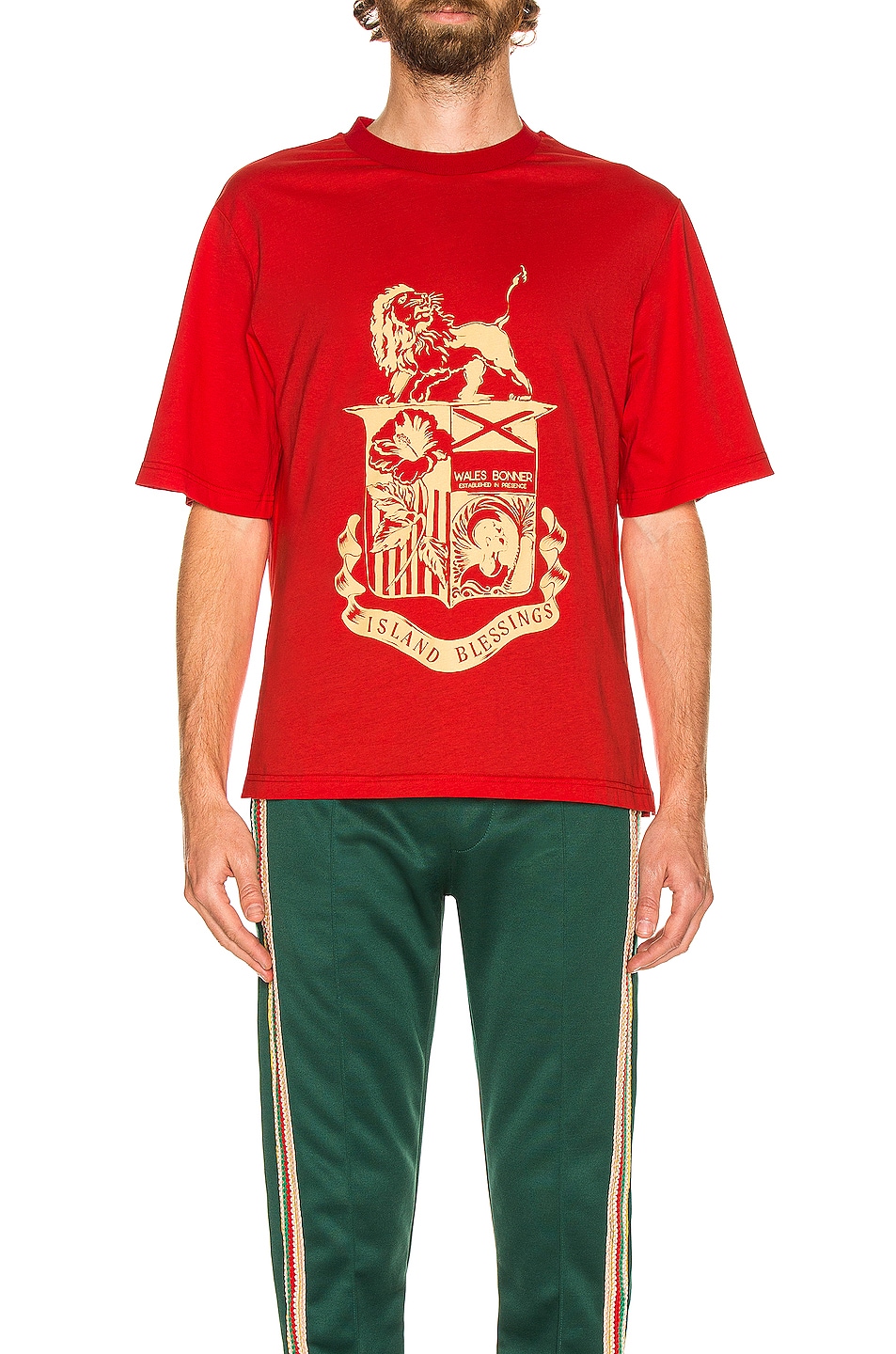 Wales Bonner Johnson Crest Tee in Red | FWRD