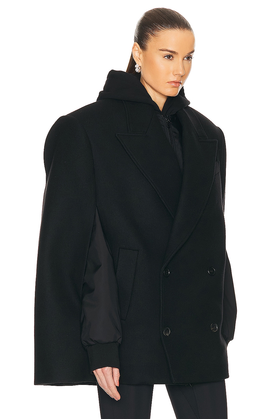 WARDROBE.NYC Double Breasted Crop Cape in Black | FWRD