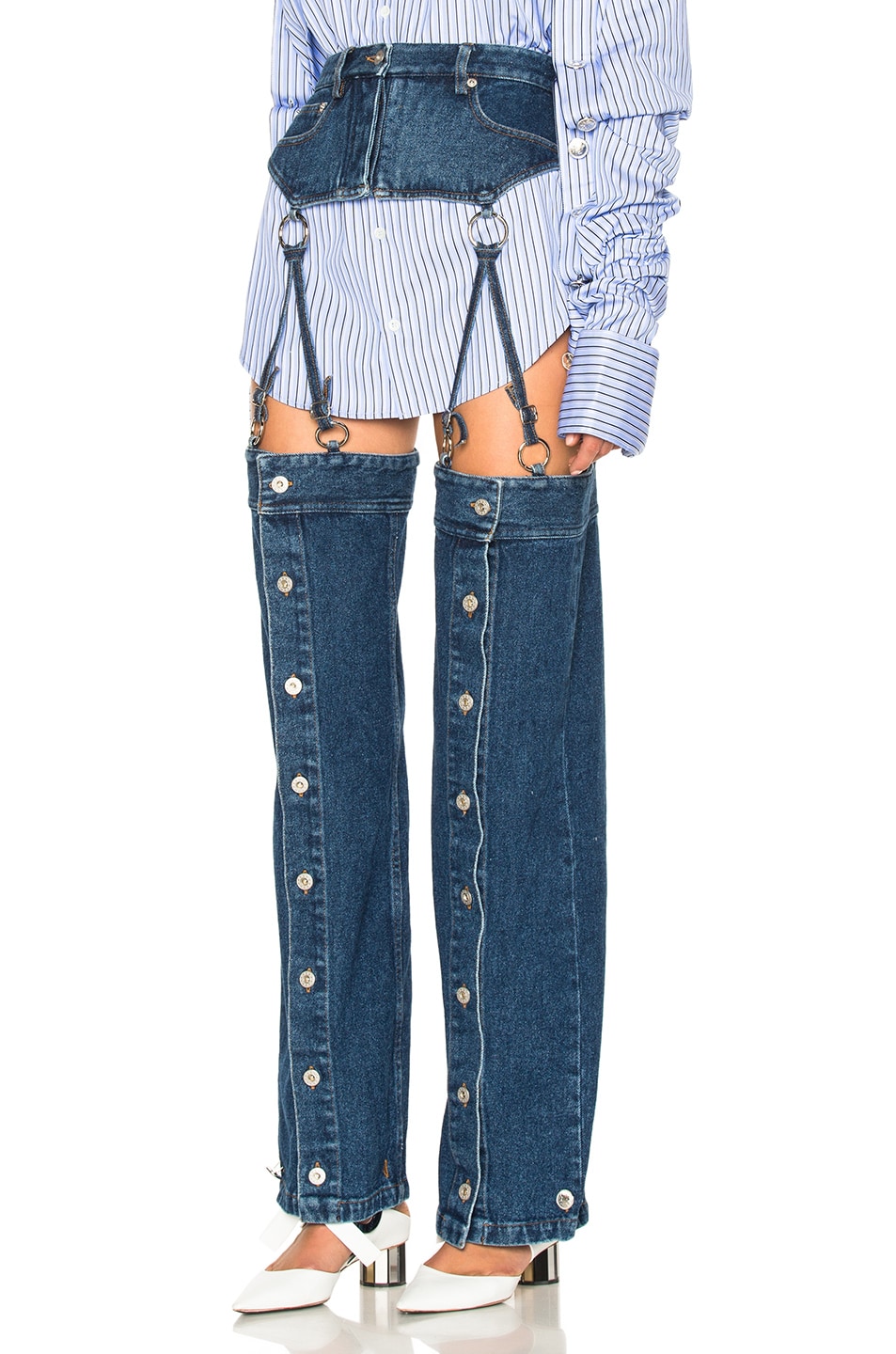 Y/Project Detachable Button Down Pants in Washed Blue | FWRD