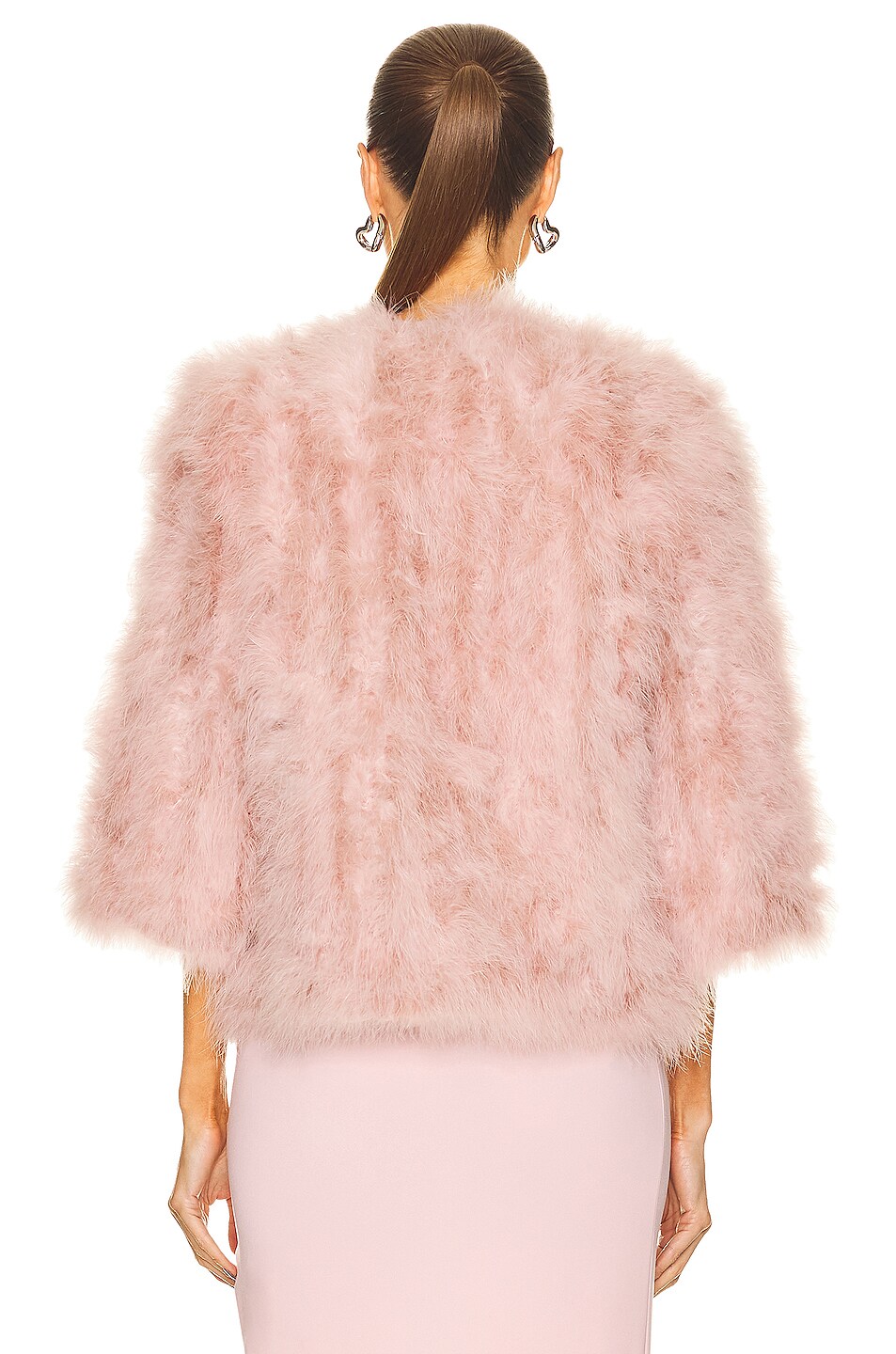 Yves Salomon Feather Cropped Jacket in Magnolia | FWRD