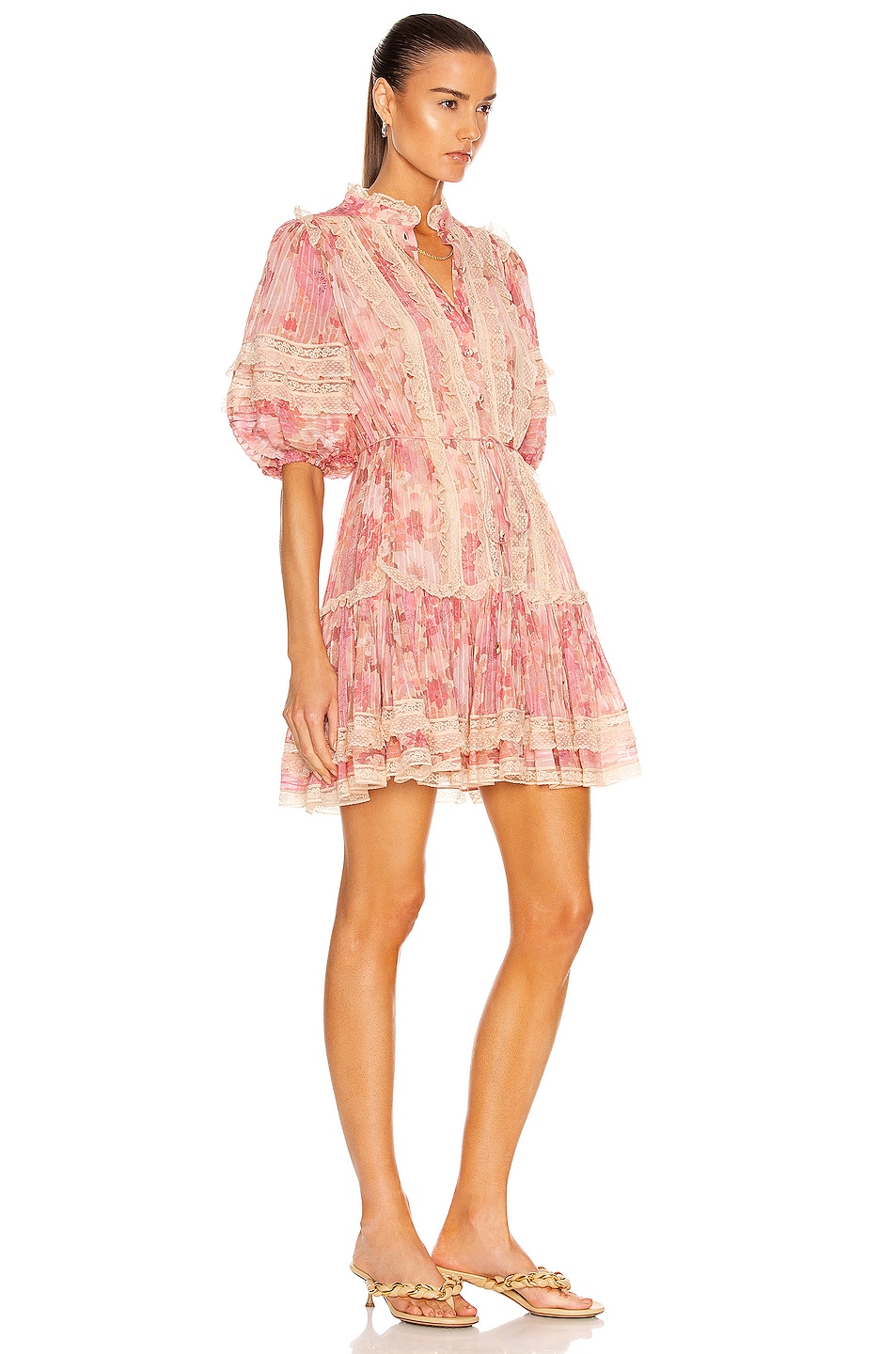Zimmermann Concert Pintucked Mini Dress in Cherry Meadows | FWRD