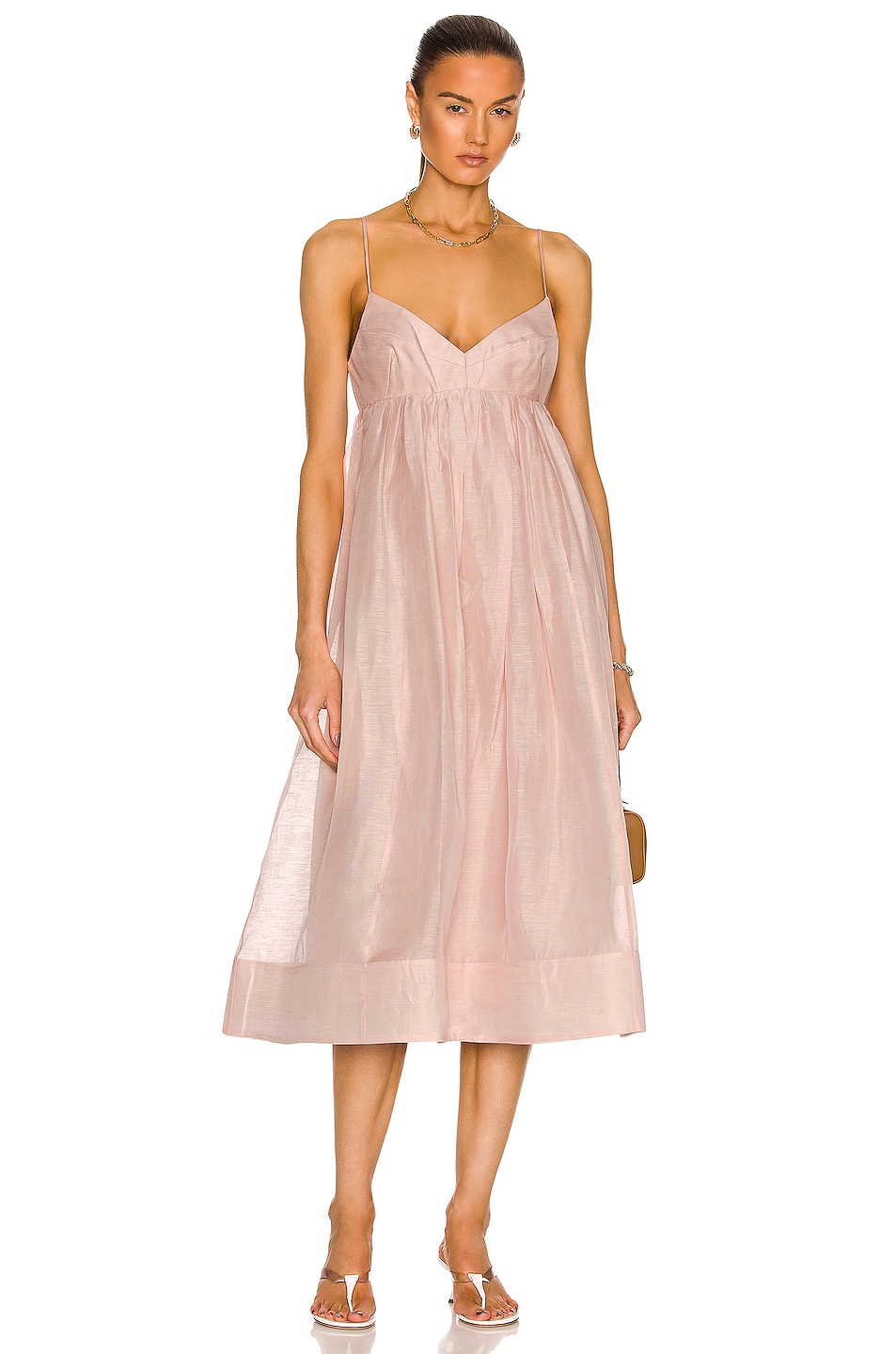 Zimmermann Dancer Empire Waist Dress in Dusty Pink | FWRD