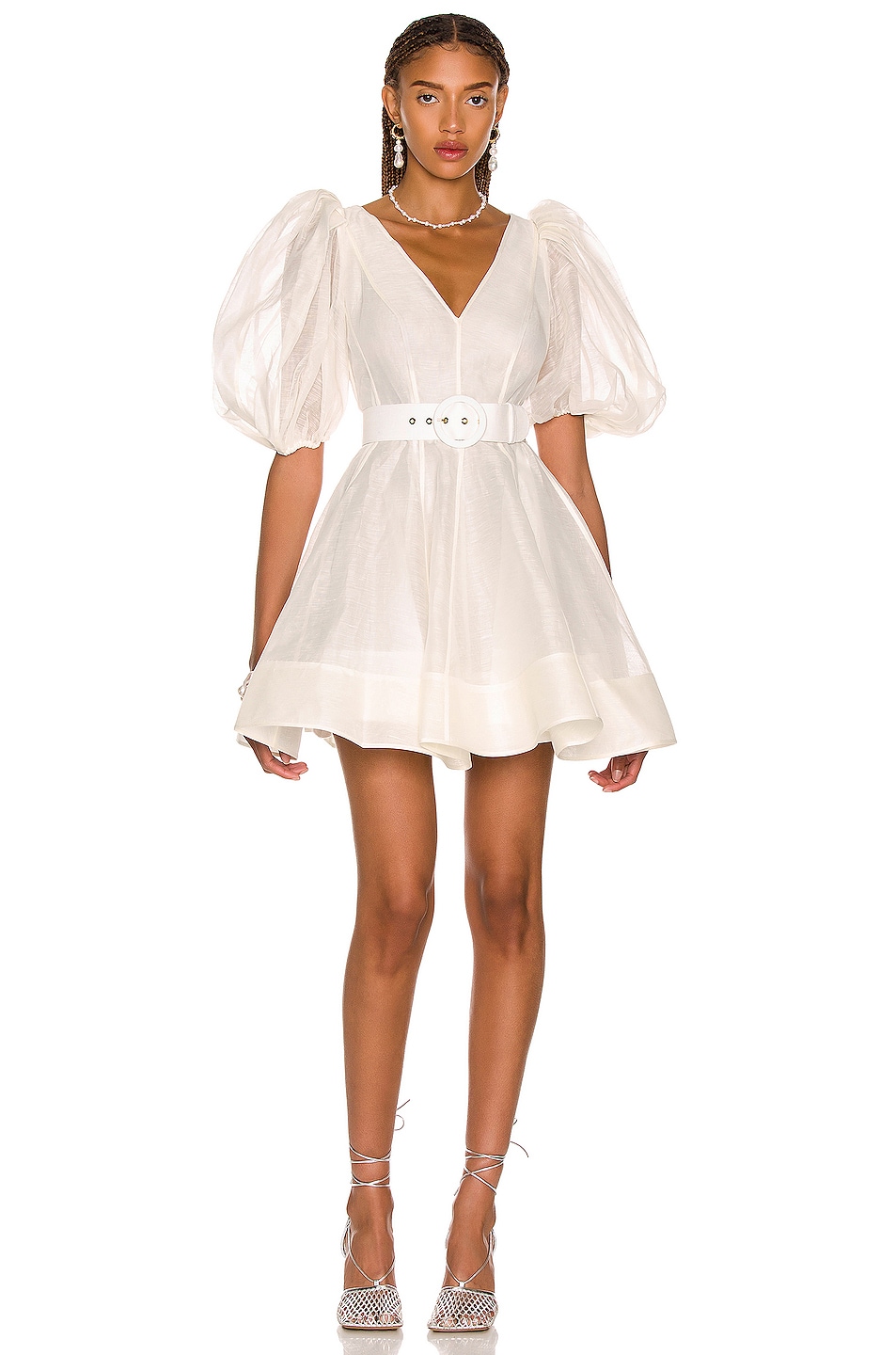 Zimmermann Dancer Puff Sleeve Mini Dress in Ivory | FWRD