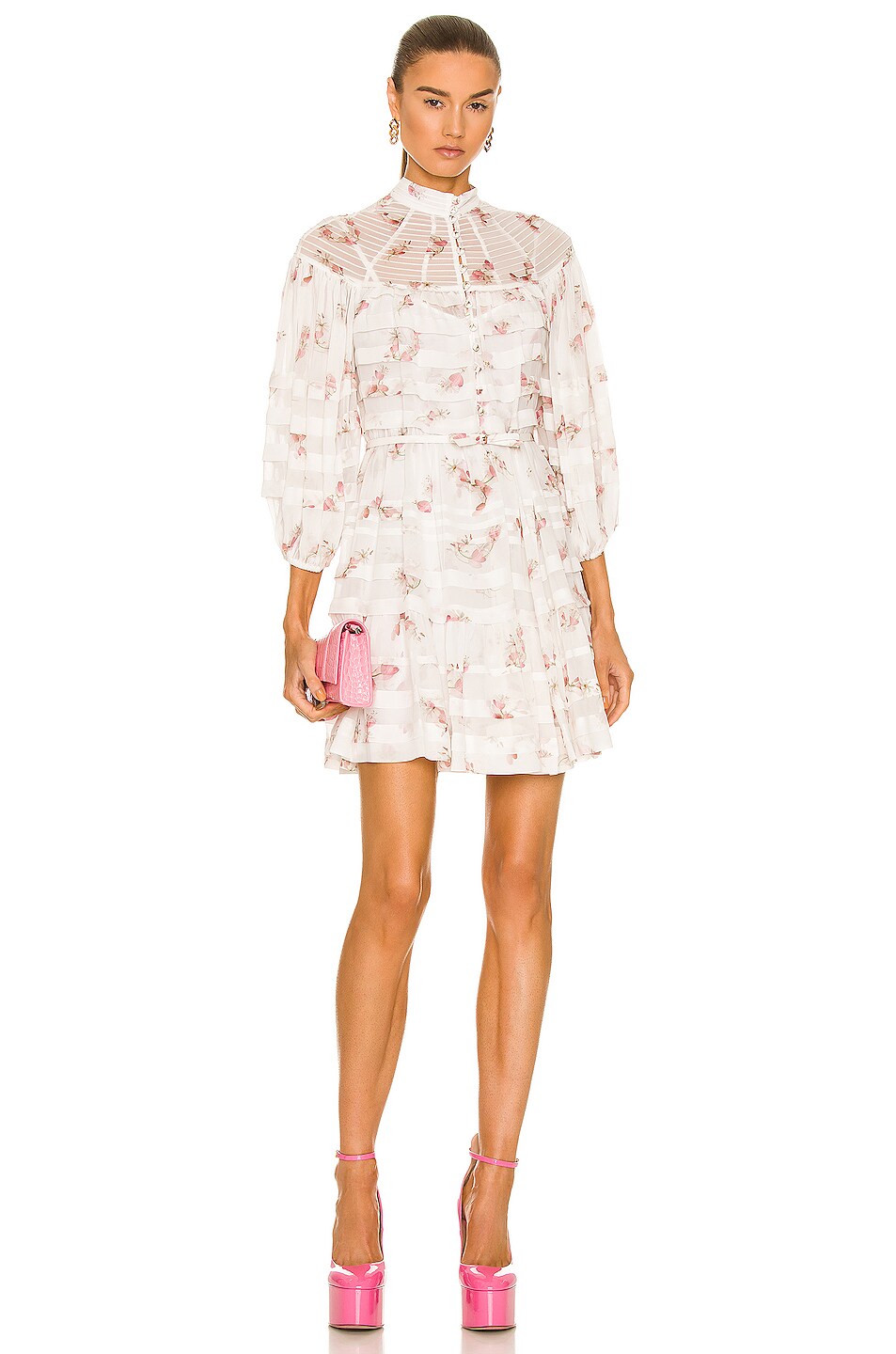 Zimmermann Dancer Tuck Mini Dress in Ivory Maidenstears | FWRD