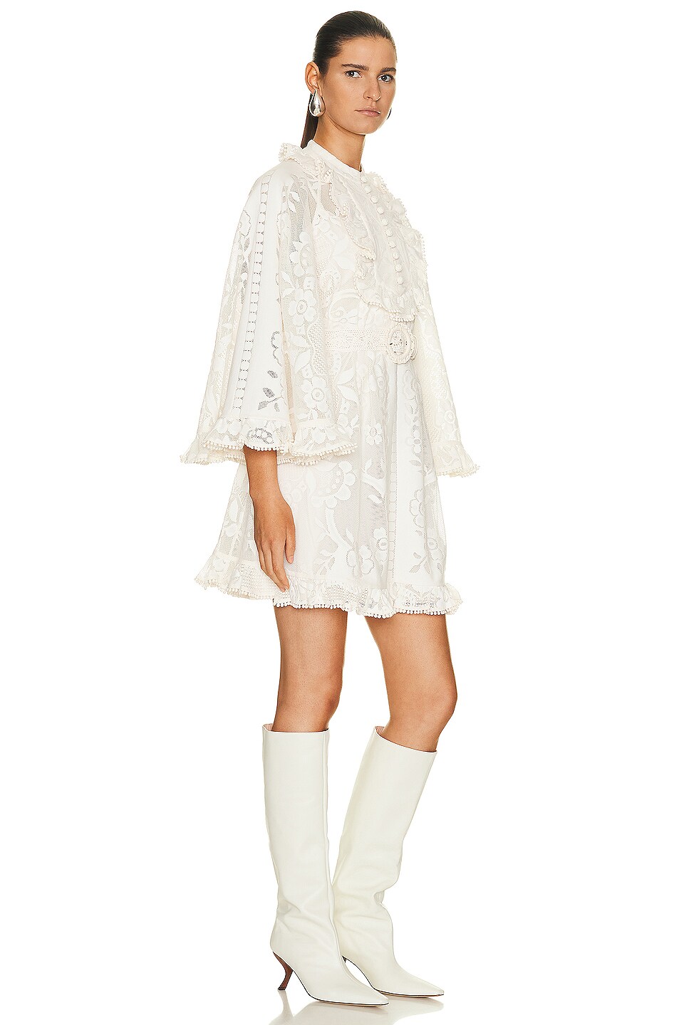 Zimmermann Tiggy Lace Mini Tunic Dress in Ivory | FWRD