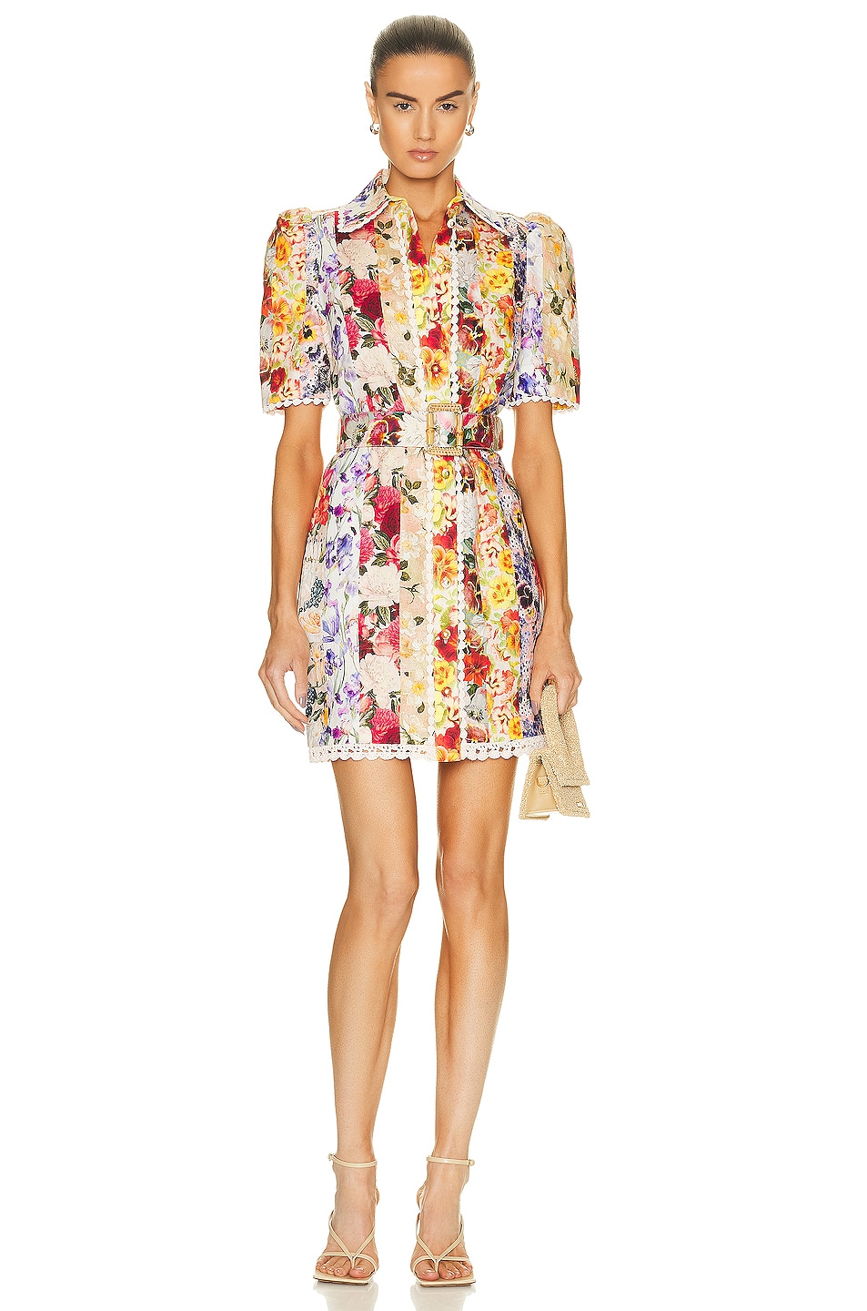 Zimmermann Wonderland Shirt Dress in Spliced Stripe Floral | FWRD