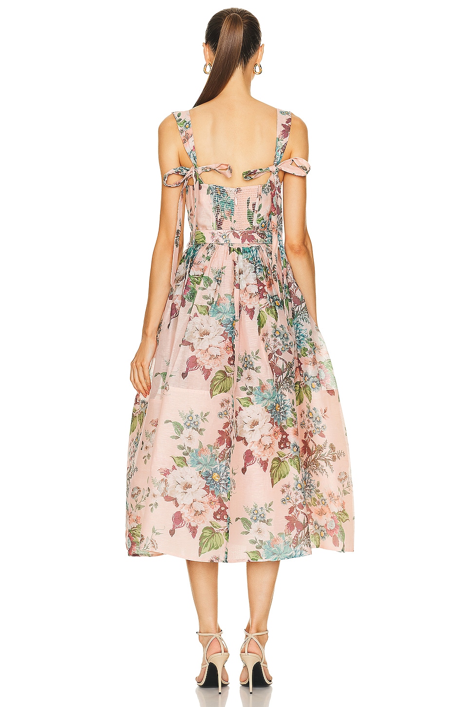 Zimmermann Matchmaker Midi Dress in Pink Barkcloth | FWRD