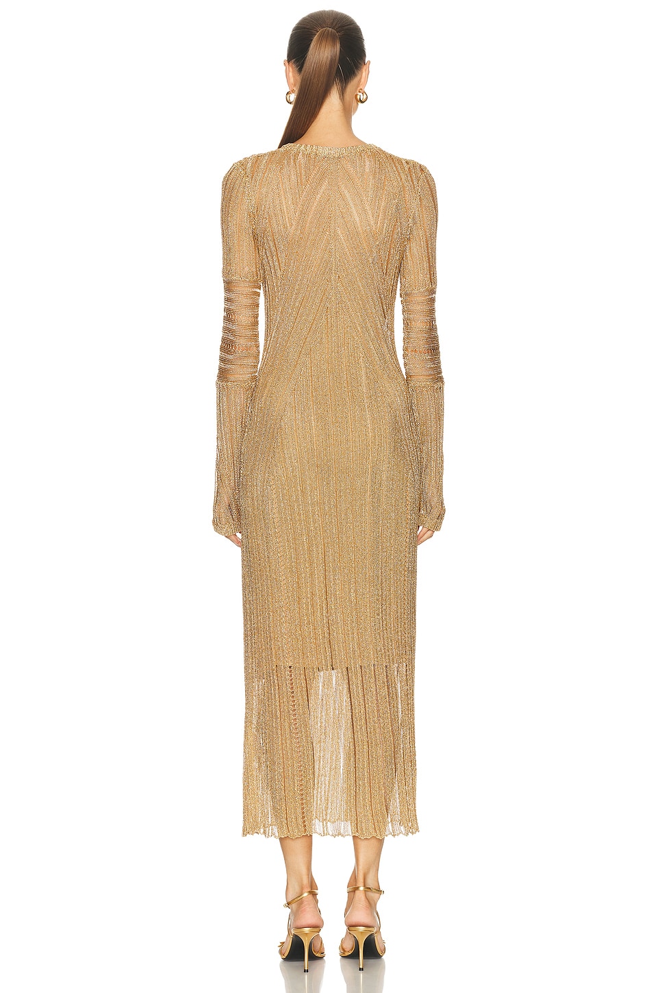 Zimmermann Metallic Knit Maxi Dress in Metallic Gold | FWRD