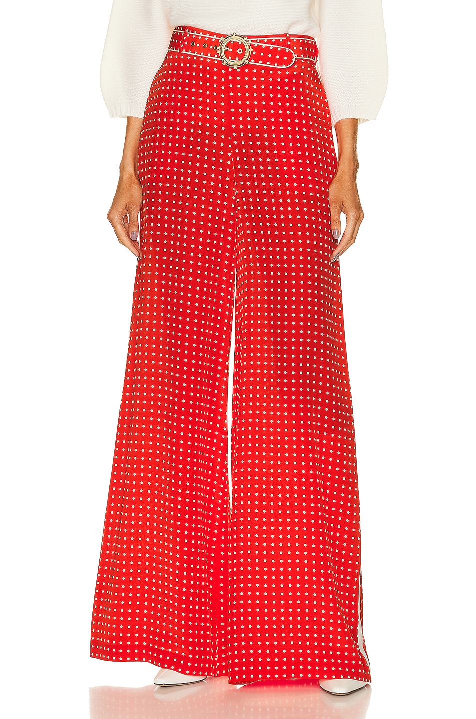 Zimmermann Belted Pant in Red & Cream Dot | FWRD