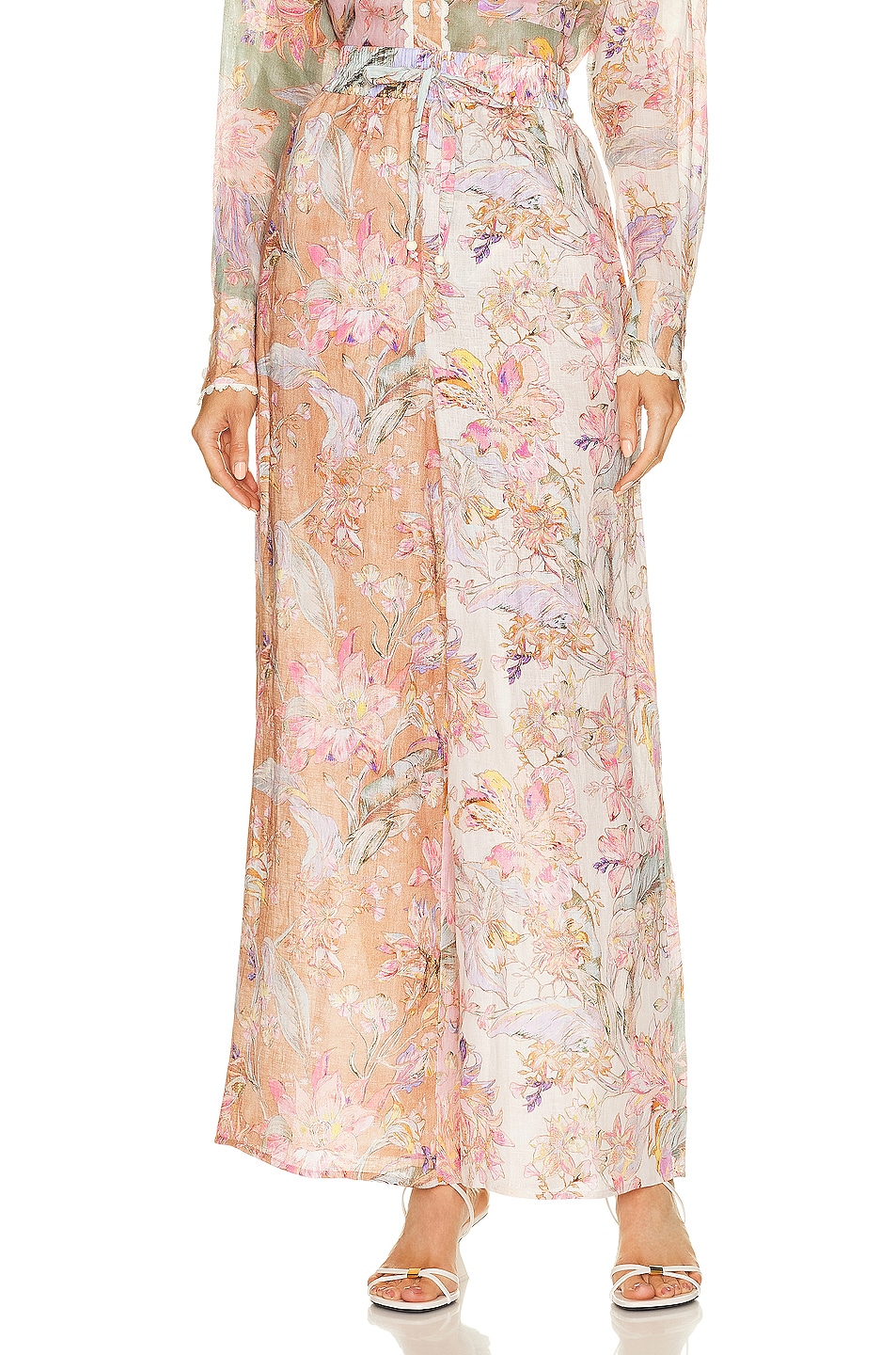 Zimmermann Cira Straight Leg Pant in Spliced Multi Floral | FWRD
