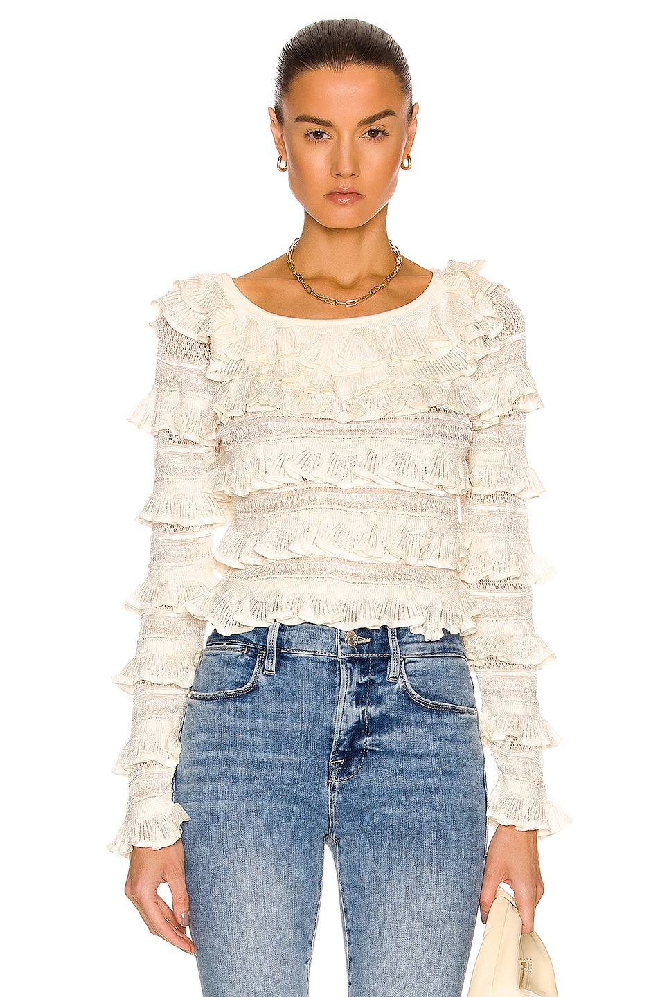 Zimmermann Dancer Frill Neck Top in Dusty Cream | FWRD